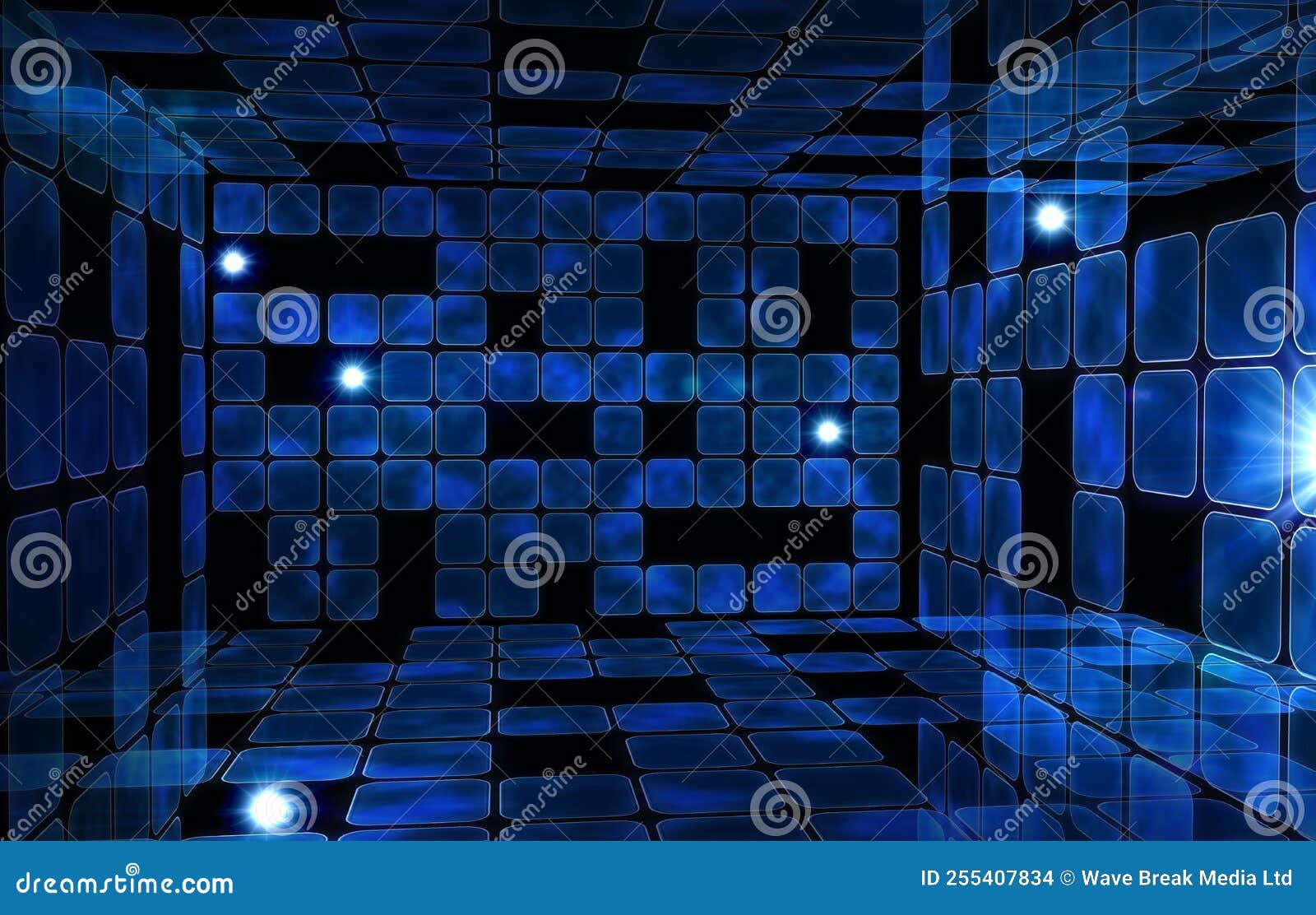 Room of shiny blue squares stock illustration. Illustration of light ...