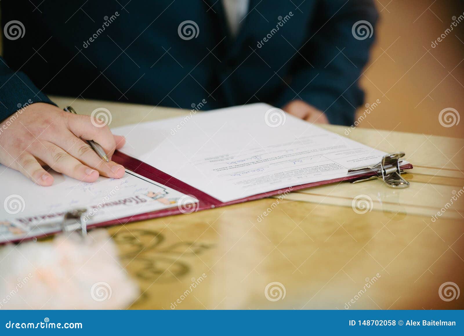 The Room Signs on the Registration in the Document on the Wedding Day ...