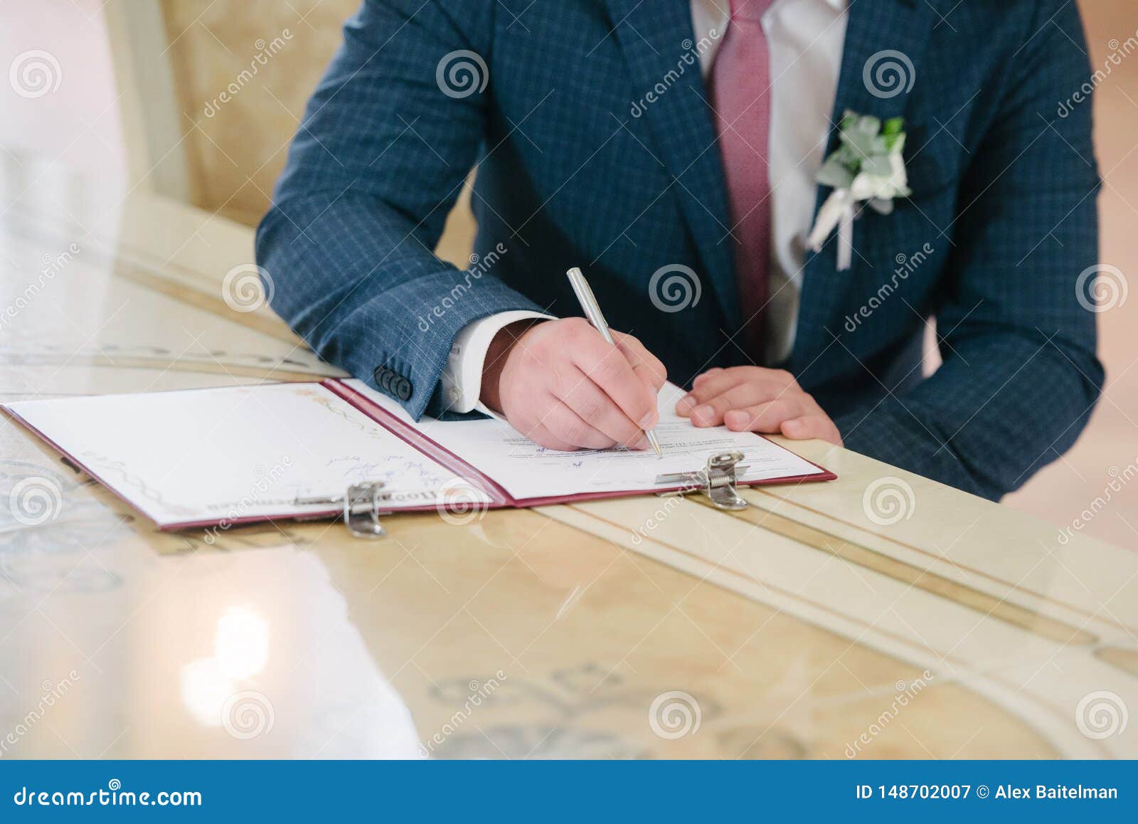 The Room Signs on the Registration in the Document on the Wedding Day ...