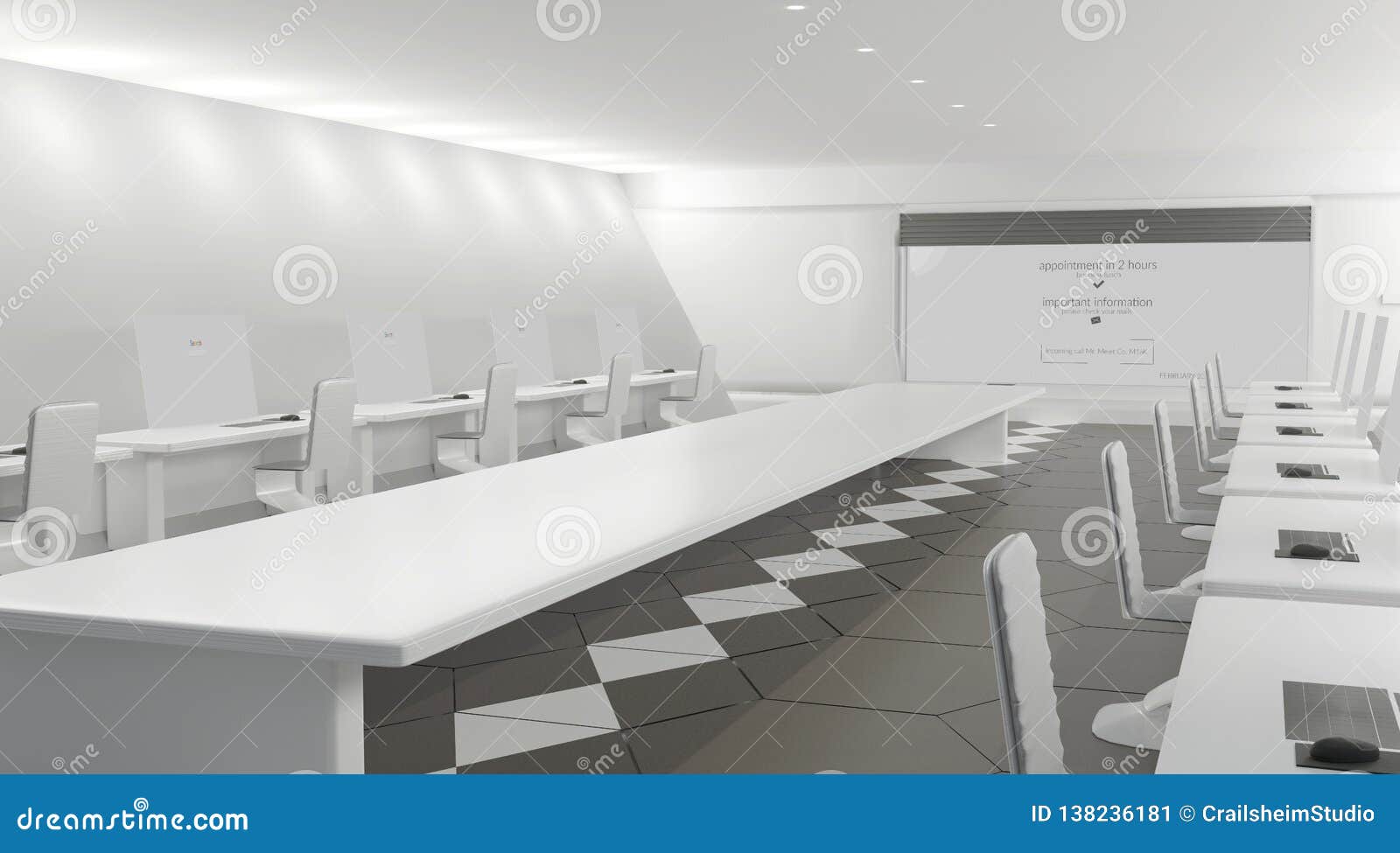 Room Simple Modern Workplace Interior 3d-illustration Stock ...
