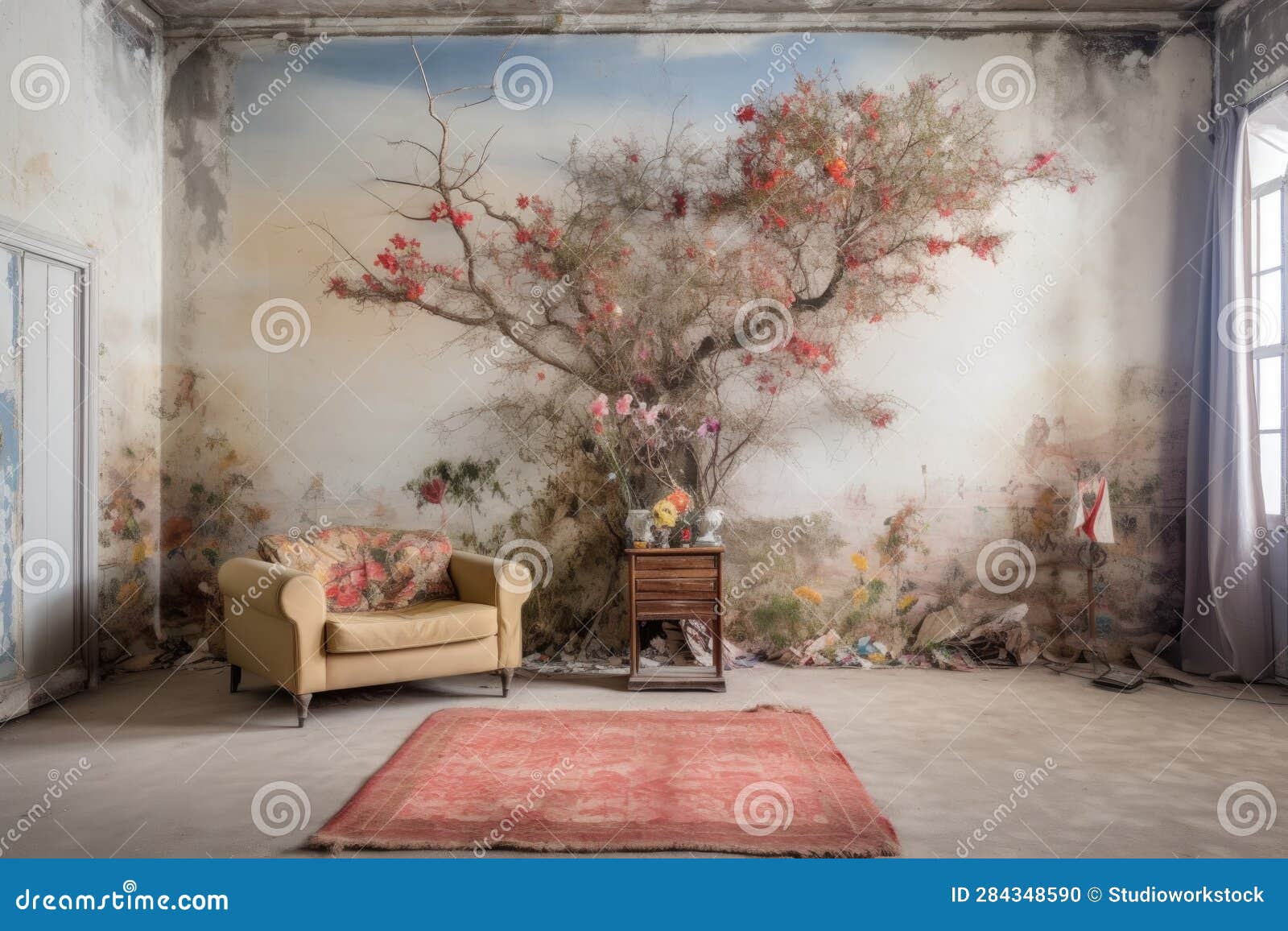 Room with a Single Artwork on a Plain White Wall Stock Photo - Image of ...