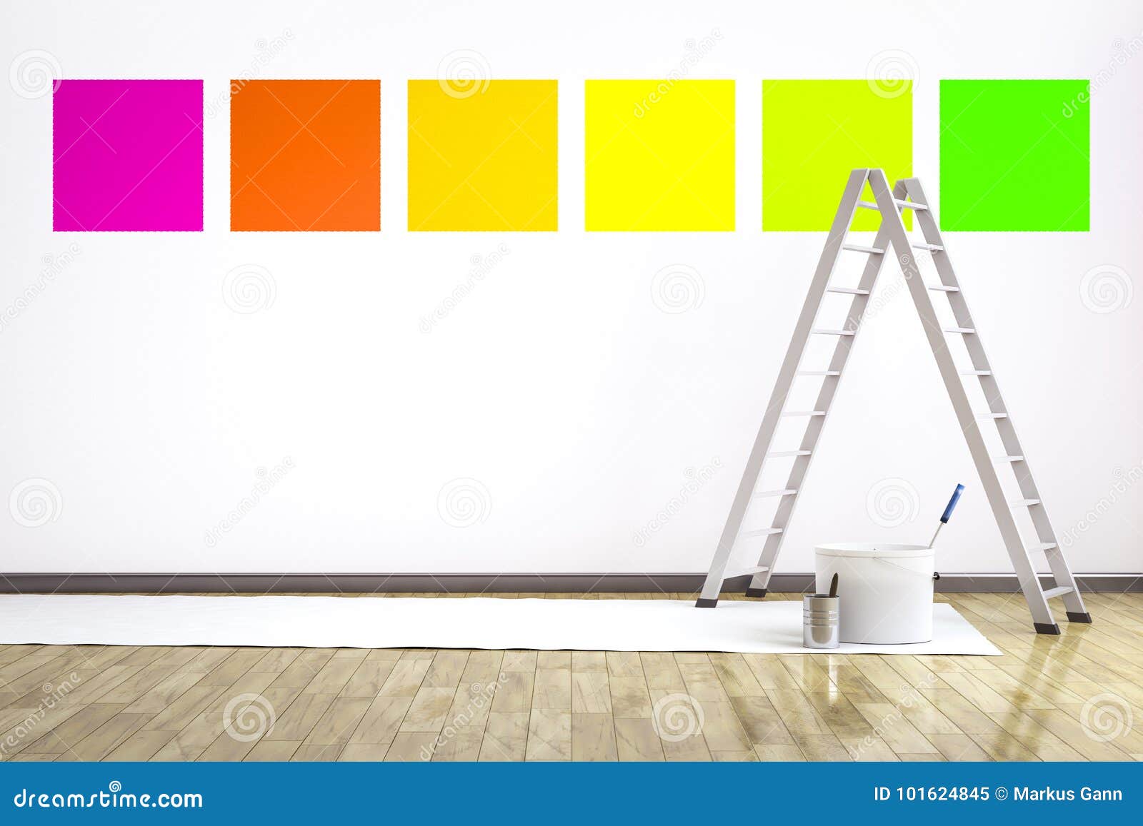 A Room with Six Different Colors on the Wall To Choose Stock ...