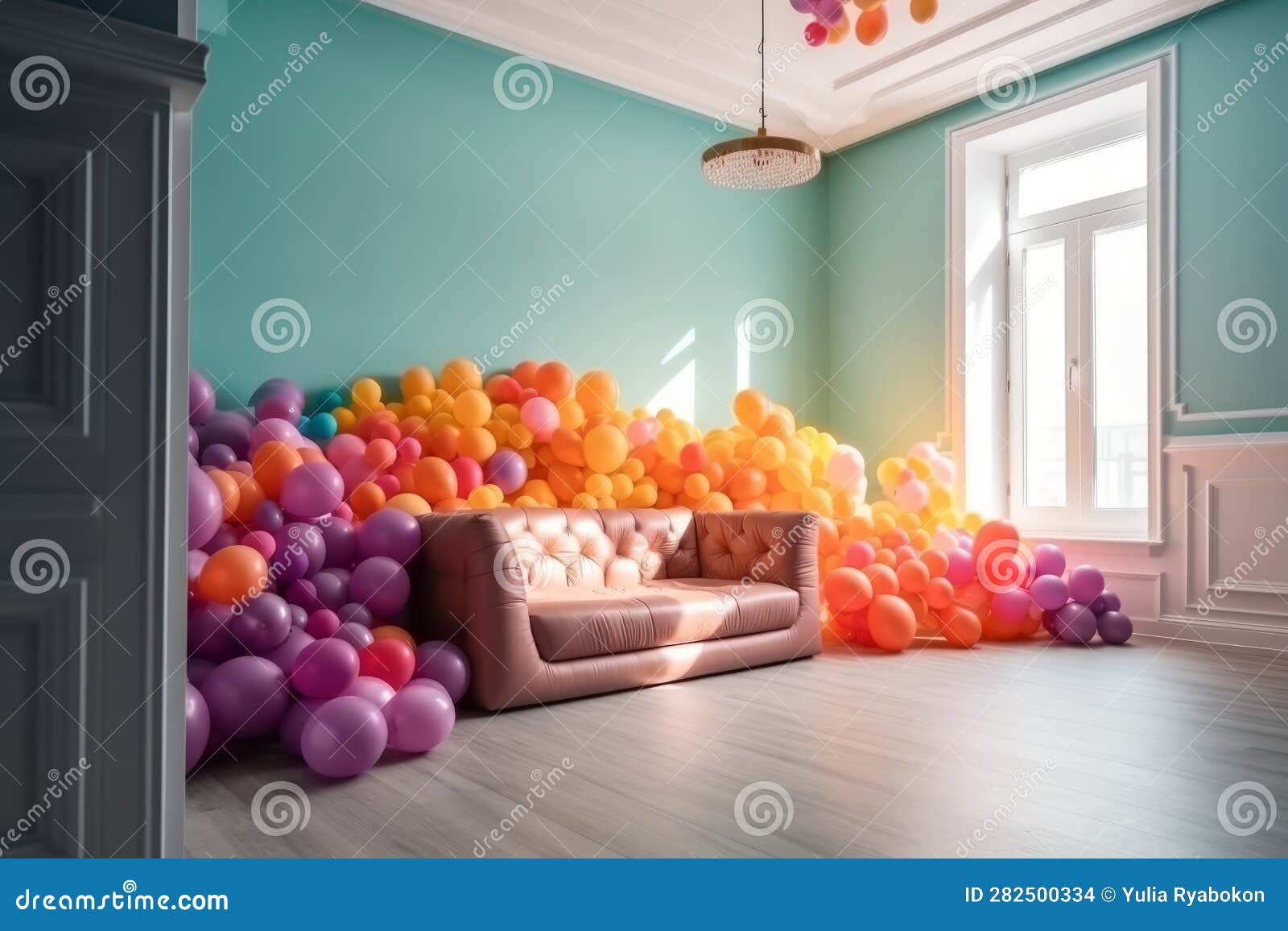 Room Sofa Balloons Birthday. Generate Ai Stock Illustration ...