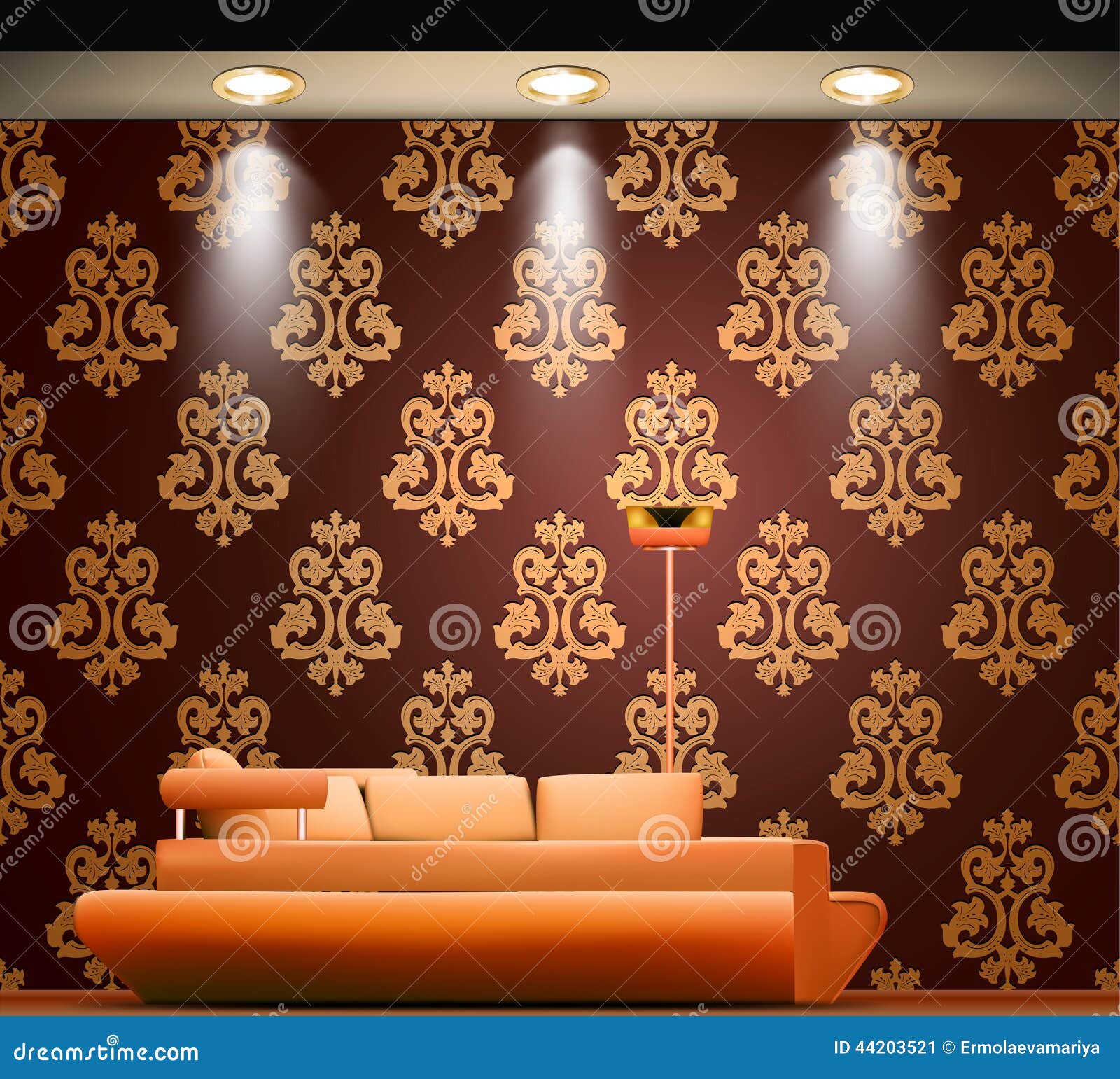 Room with a Sofa and Light Sources. Vector Stock Vector - Illustration ...