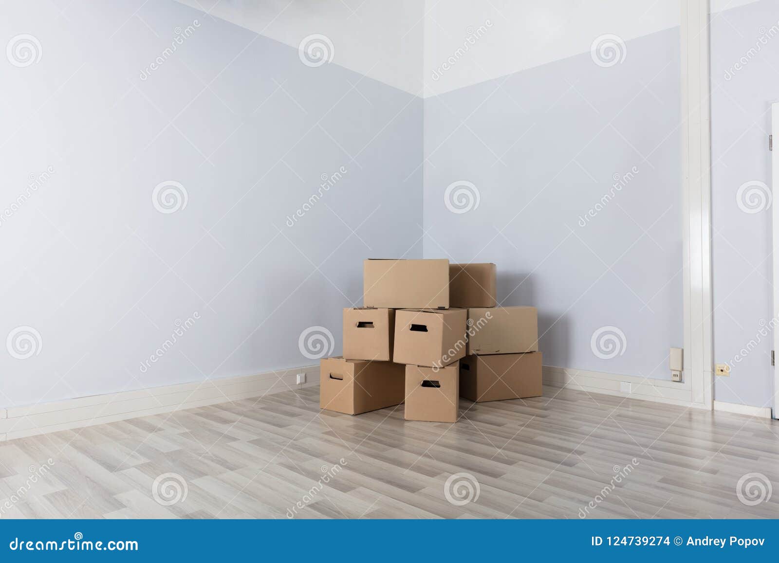 Room with Stack of Cartons stock photo. Image of closeup - 124739274