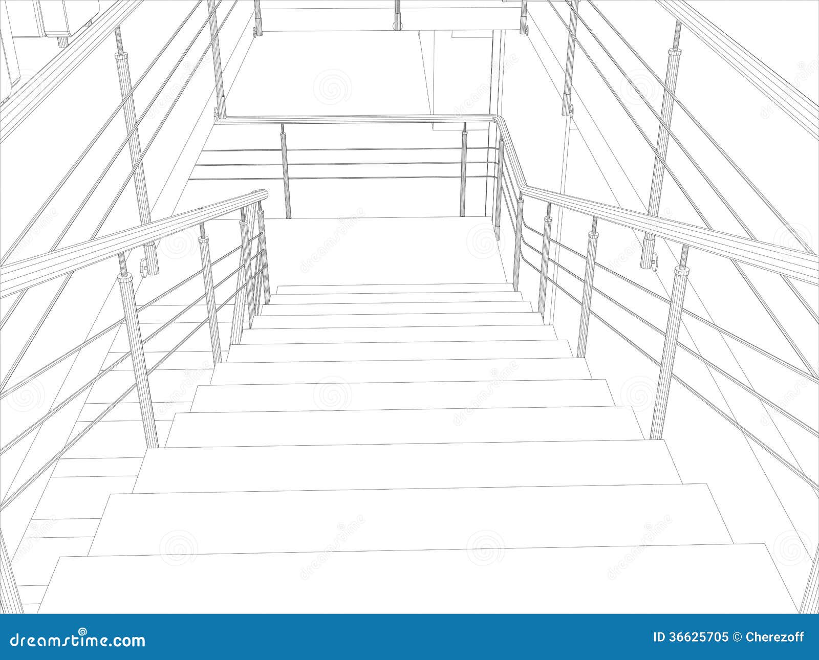 Room. Staircase and Railing Stock Illustration - Illustration of ...