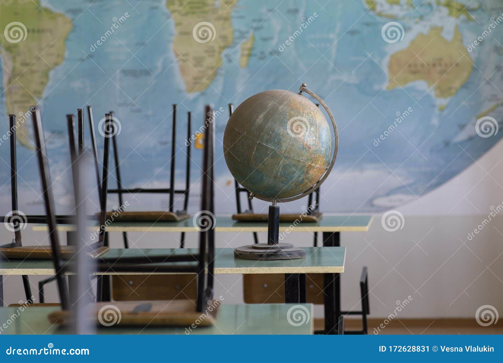 Empty Classroom. Cabinet of Geography Stock Image - Image of education ...