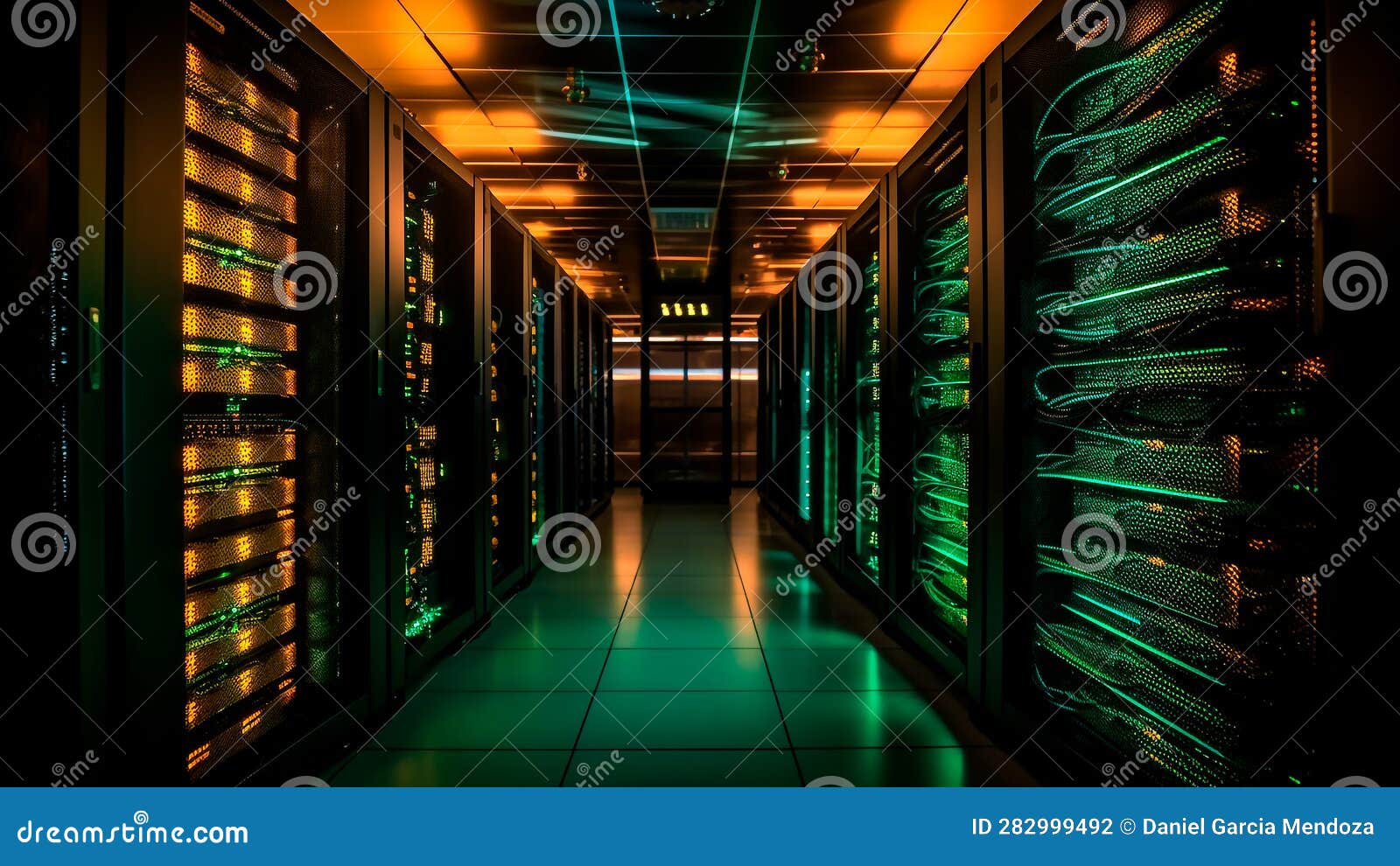 Room of Technology Supercomputing Hub, Towering Racks of Servers ...