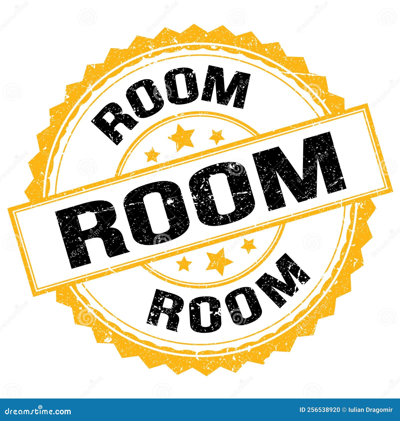 ROOM Text on Yellow-black Round Stamp Sign Stock Illustration ...