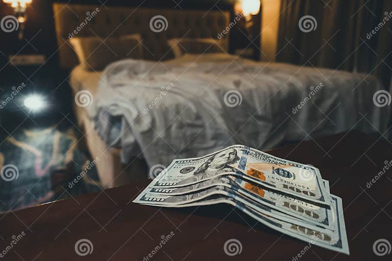 Room Tip Bed And Money To Symbolize The Cost Of Sex Paid Love The