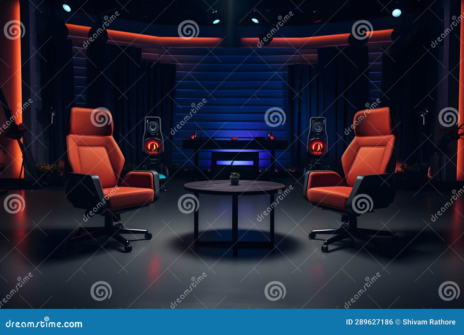 An Empty Broadcast Room with Chairs and a Table. AI Generated Stock ...