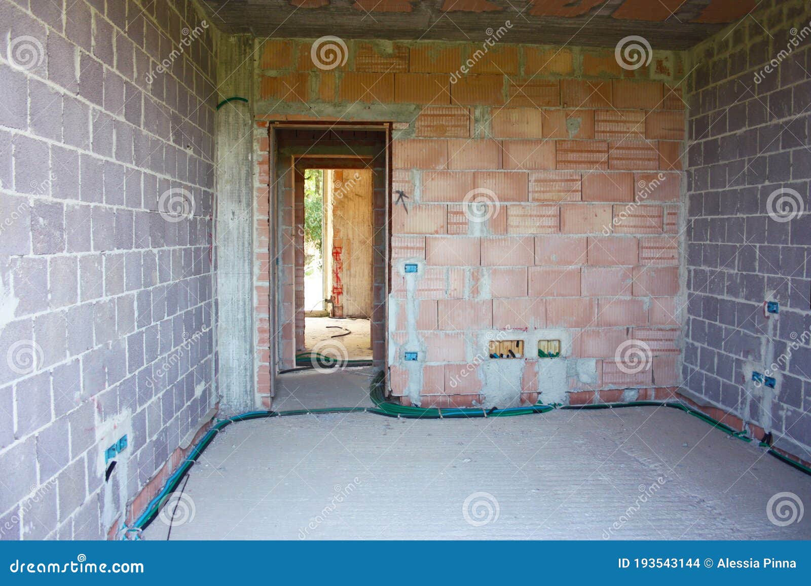 Room Under Construction with Concrete and Brick Stock Photo - Image of ...