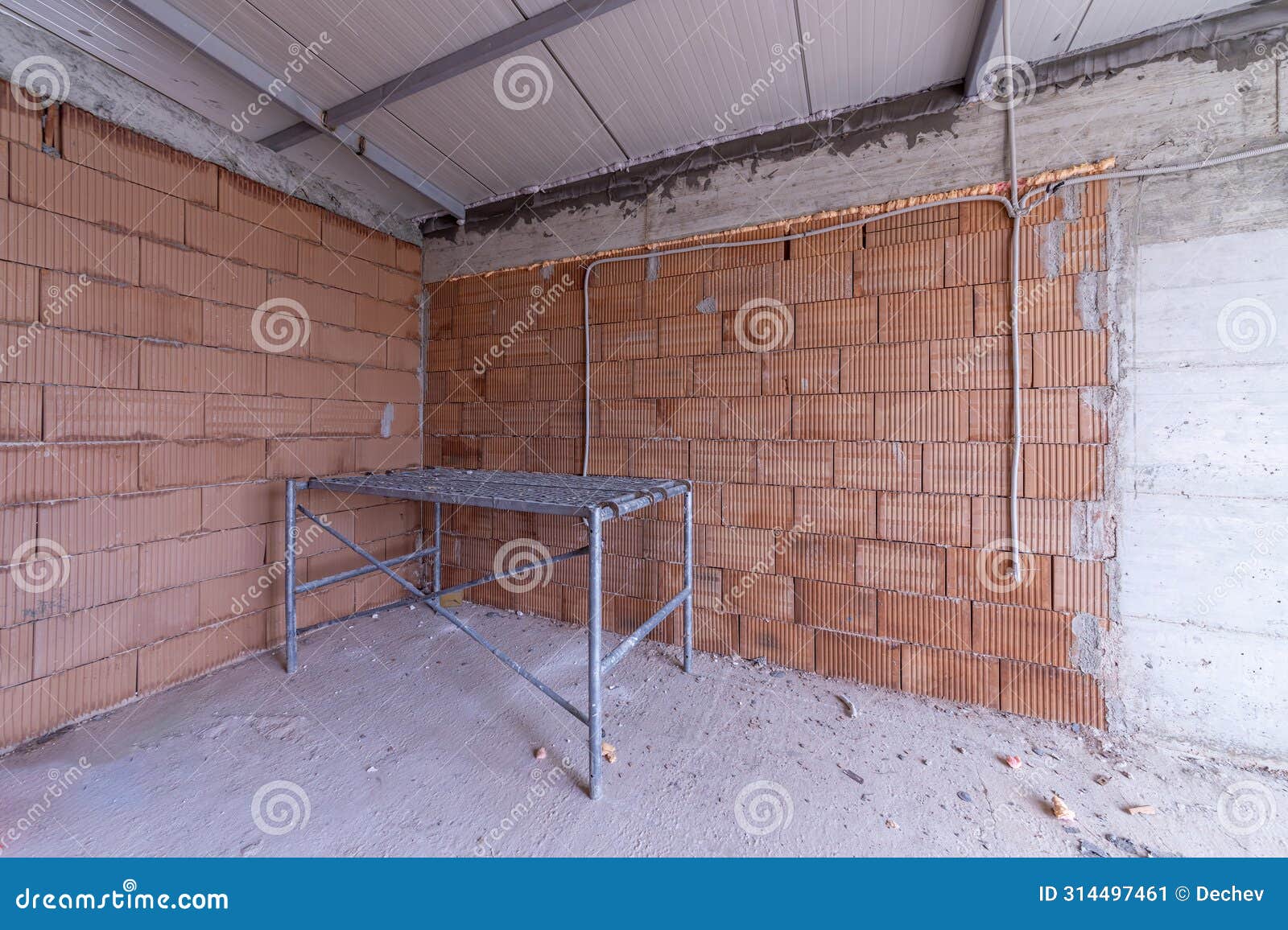 Room is Under Renovation or Under Construction. Scaffolding in the ...