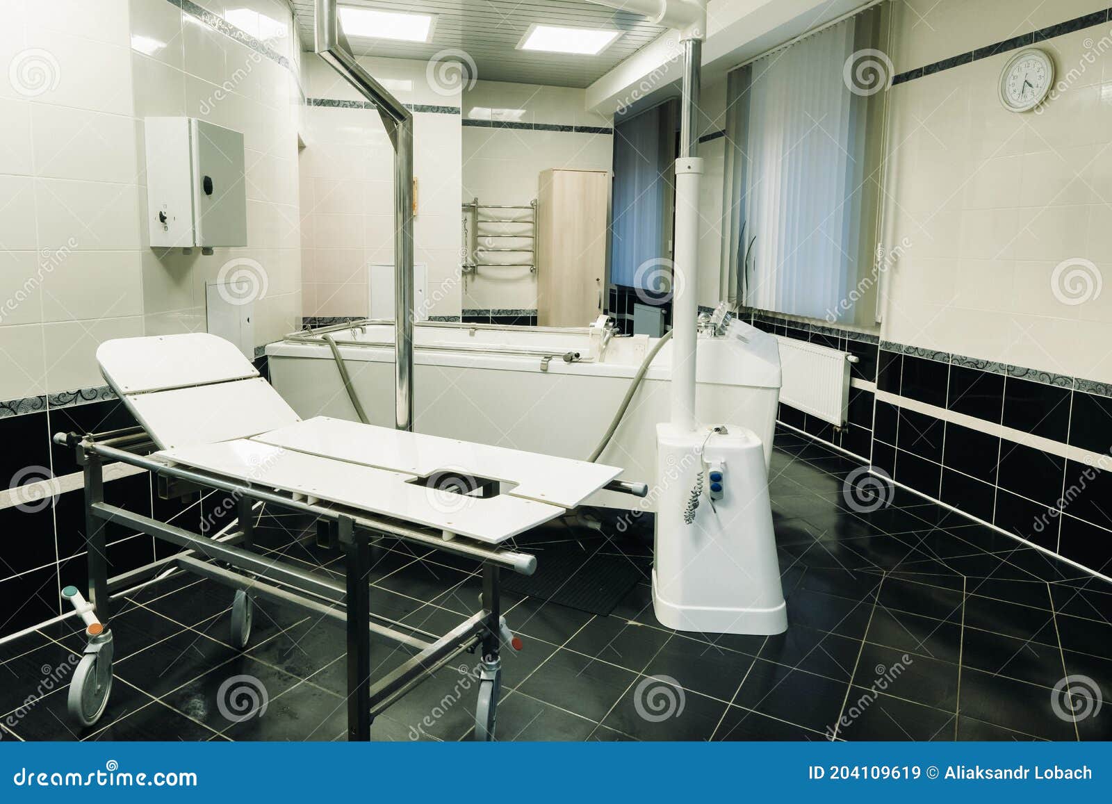 Room for Underwater Shower Massage and Stretching on the Table in the ...