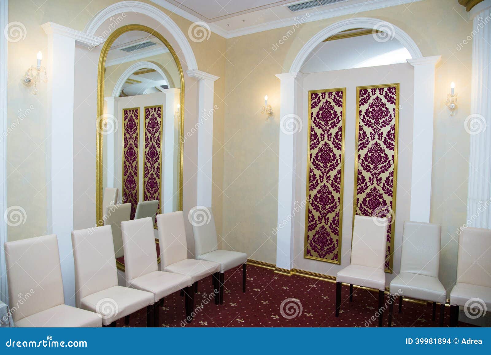 Arranged Chairs and Architectural Detail from a Ballroom Stock Photo ...