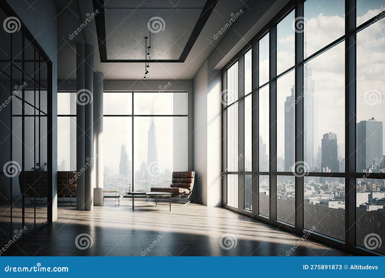 Room, with View of City Skyline and Aluminium Windows Stock ...