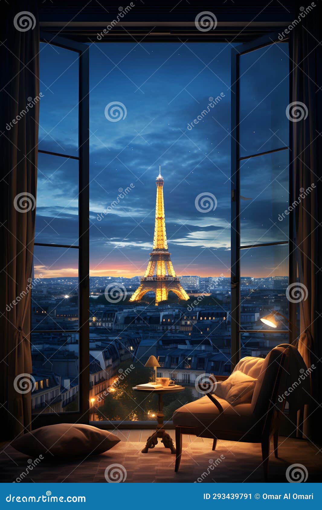 A Room with a View of a Tower.Window View from Home Window . Stock ...