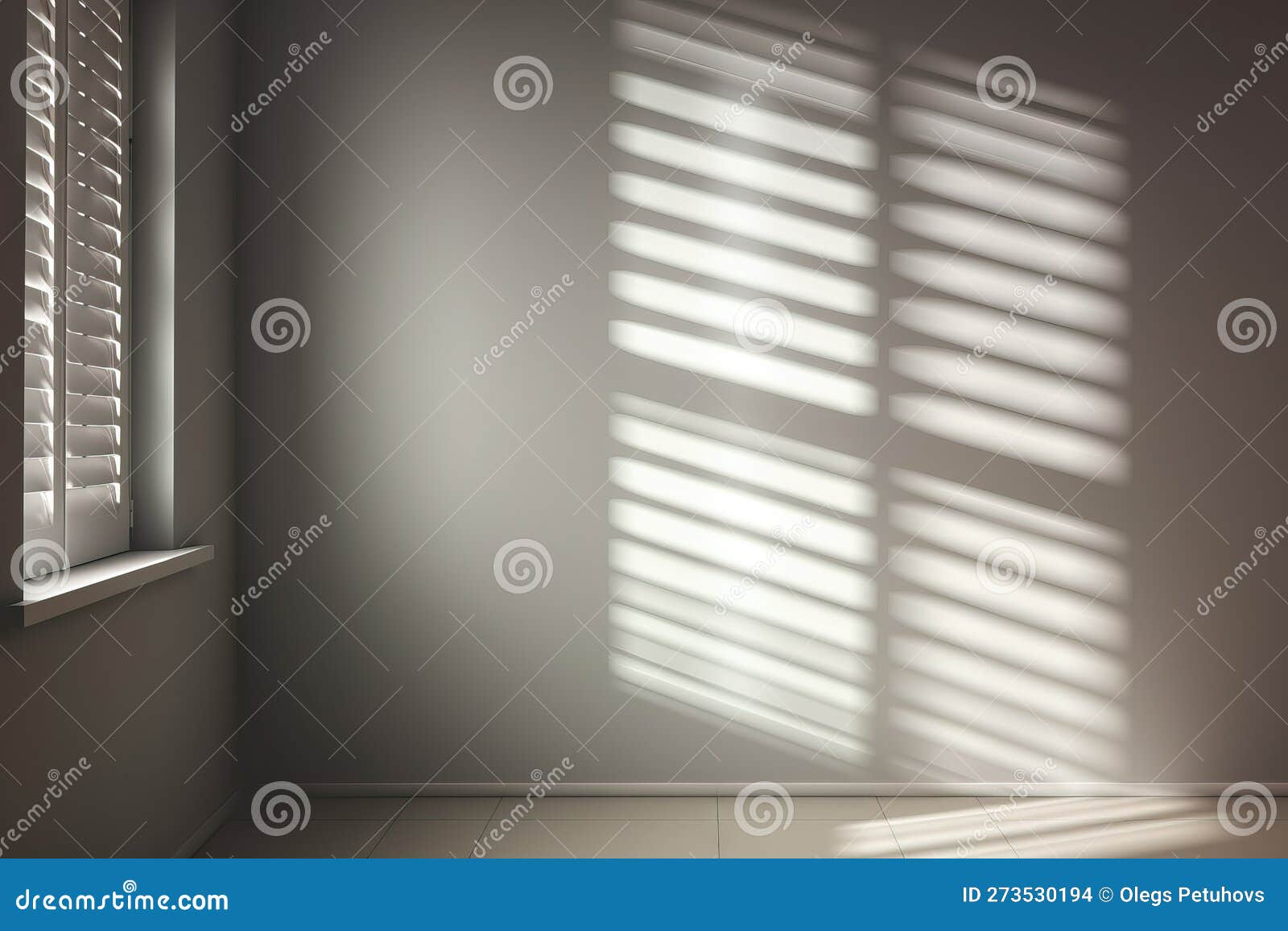 A Room with a Window and a Light Coming through the Blinds on the ...