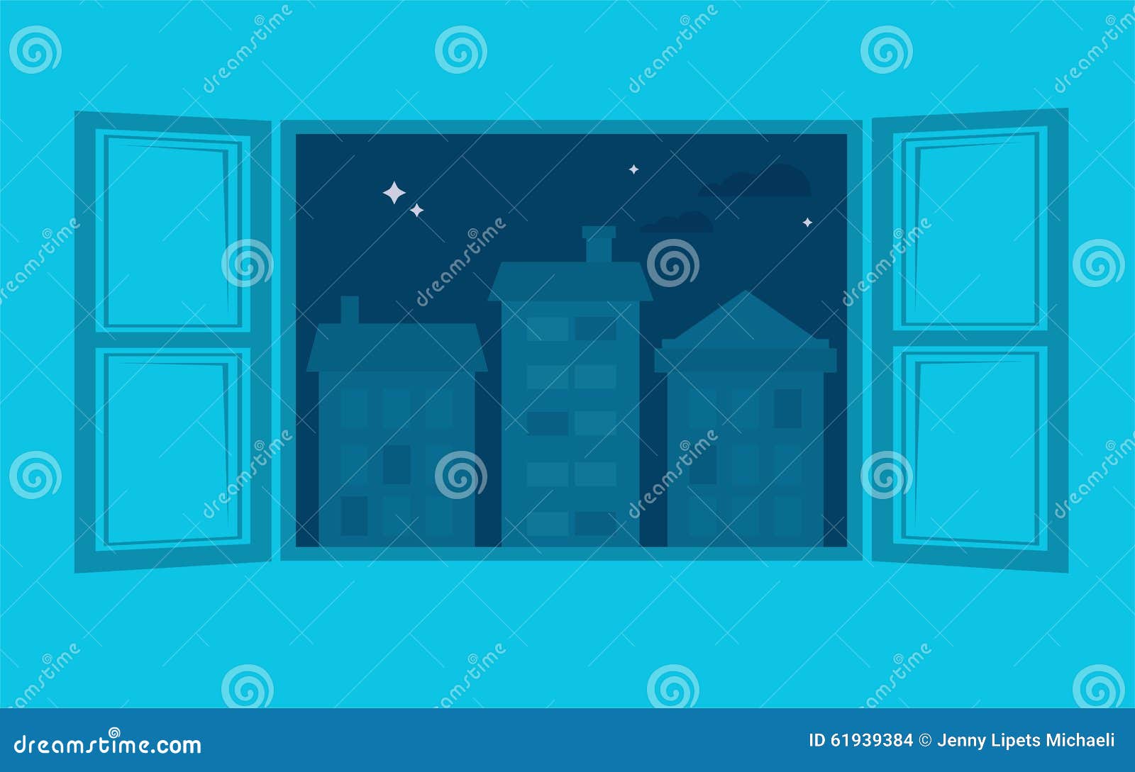 Room Window Wide Open To a City View Stock Vector - Illustration of ...