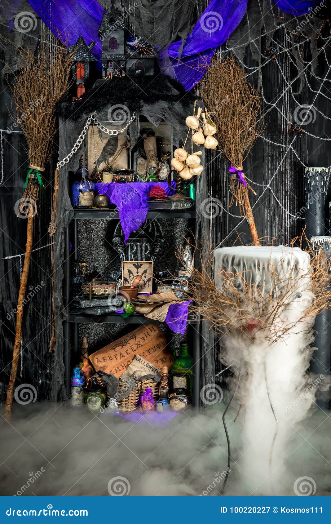 Room of the Witch with Paraphernalia for Witchcraft Stock Image - Image ...