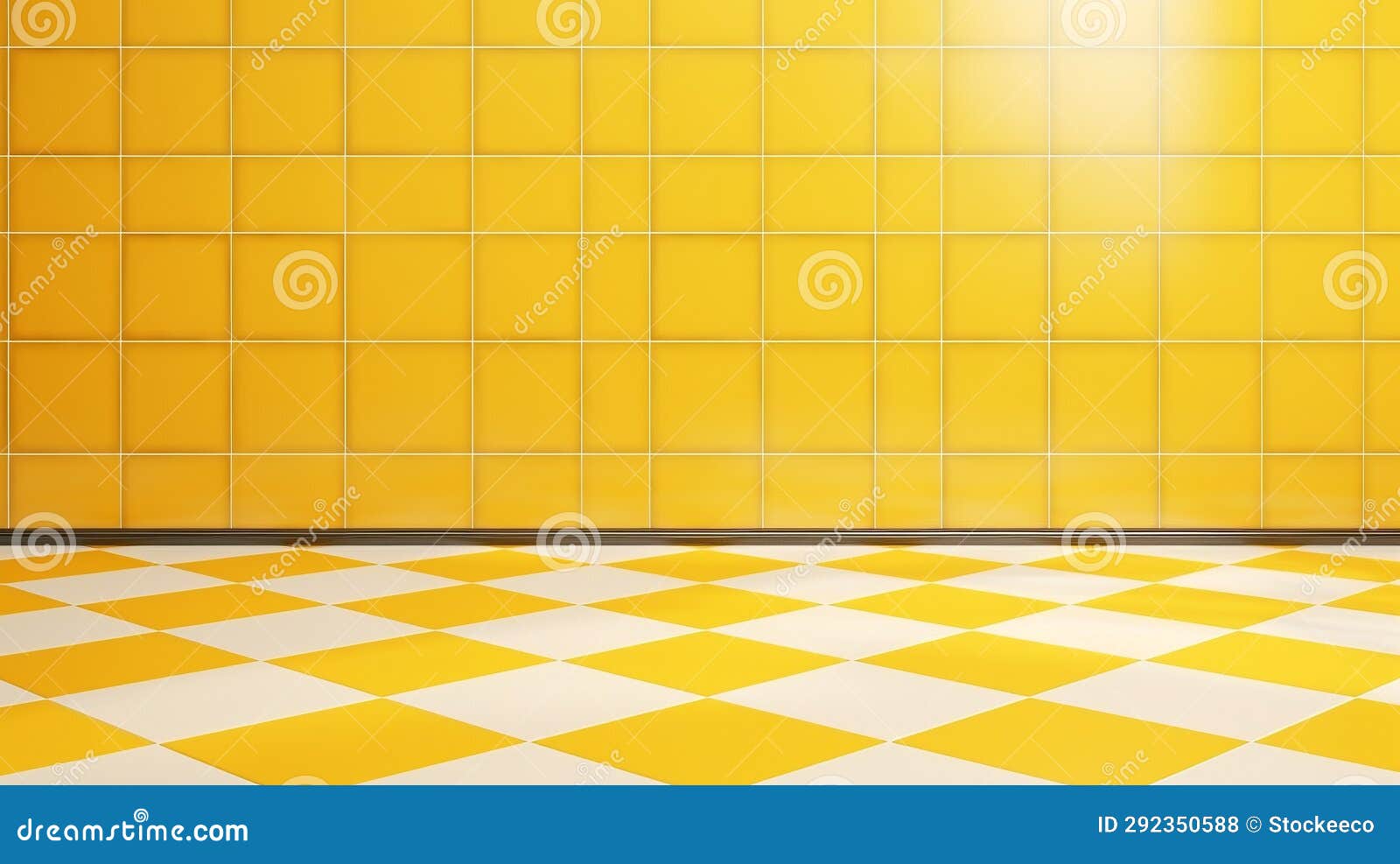 Brightly Colored Digital Illustration of Yellow Tile Wall and White ...