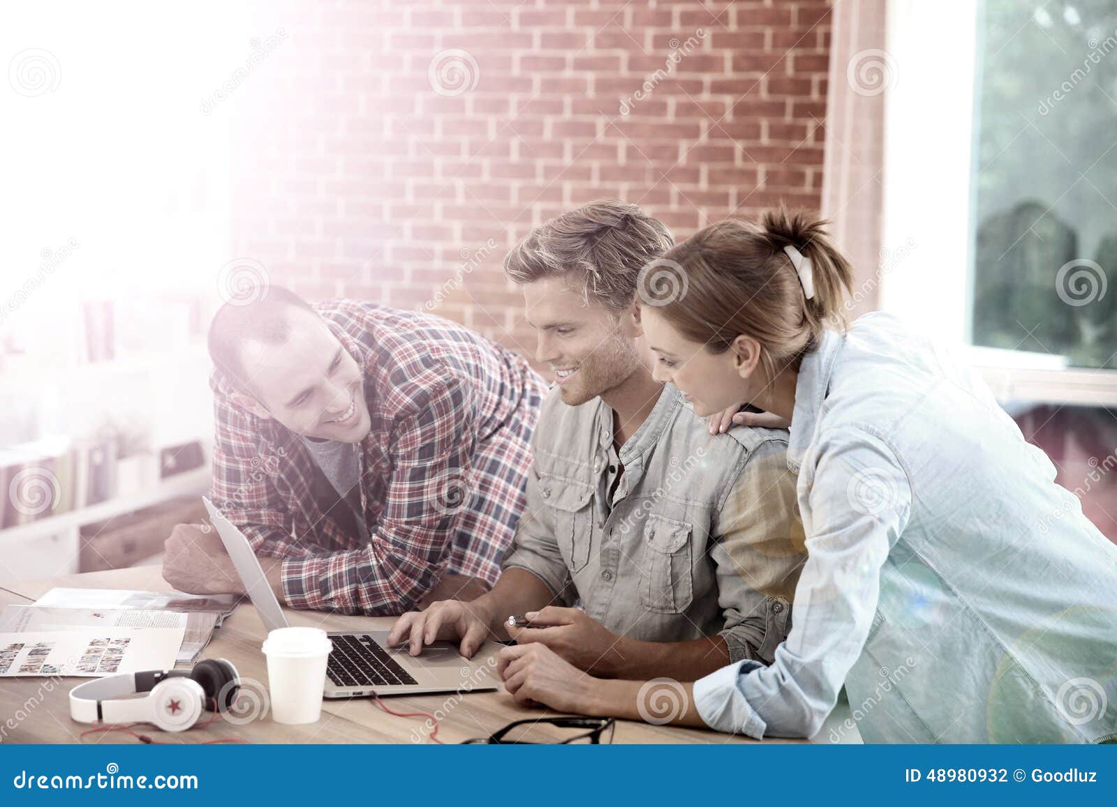 Roomates Having Fun on Internet Stock Photo - Image of caucasian ...