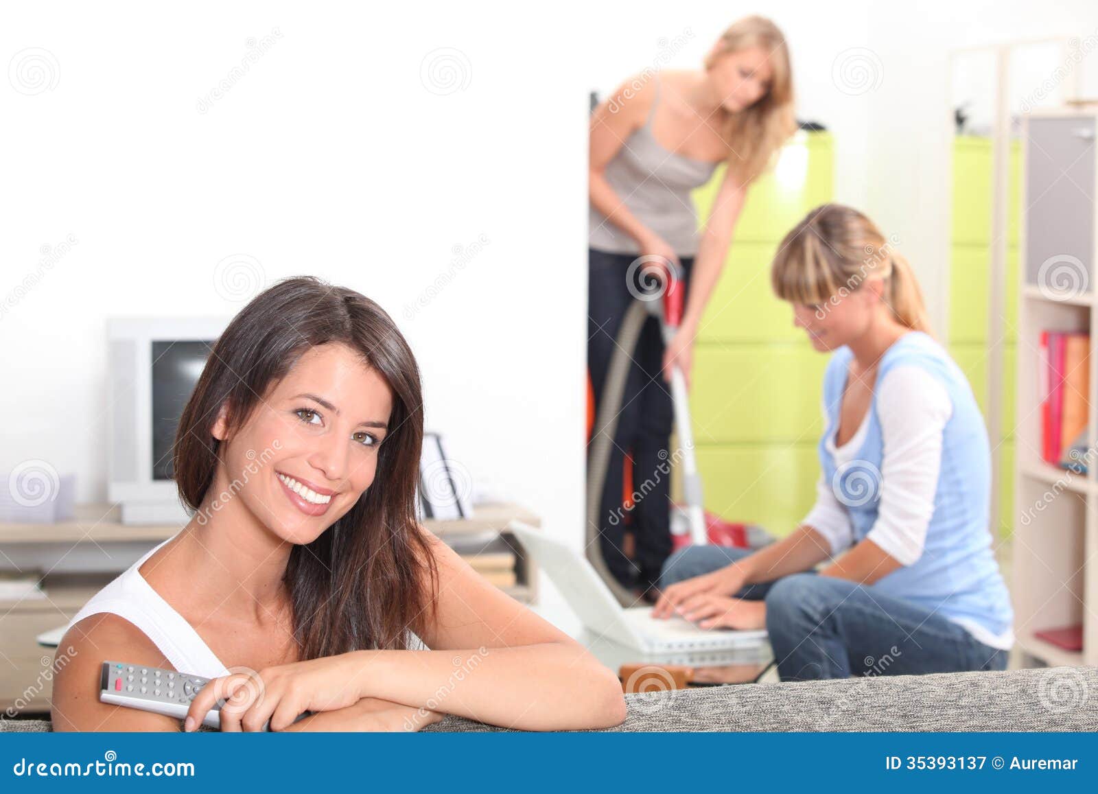 Roommates stock image. Image of blonde, feminine, hair - 35393137