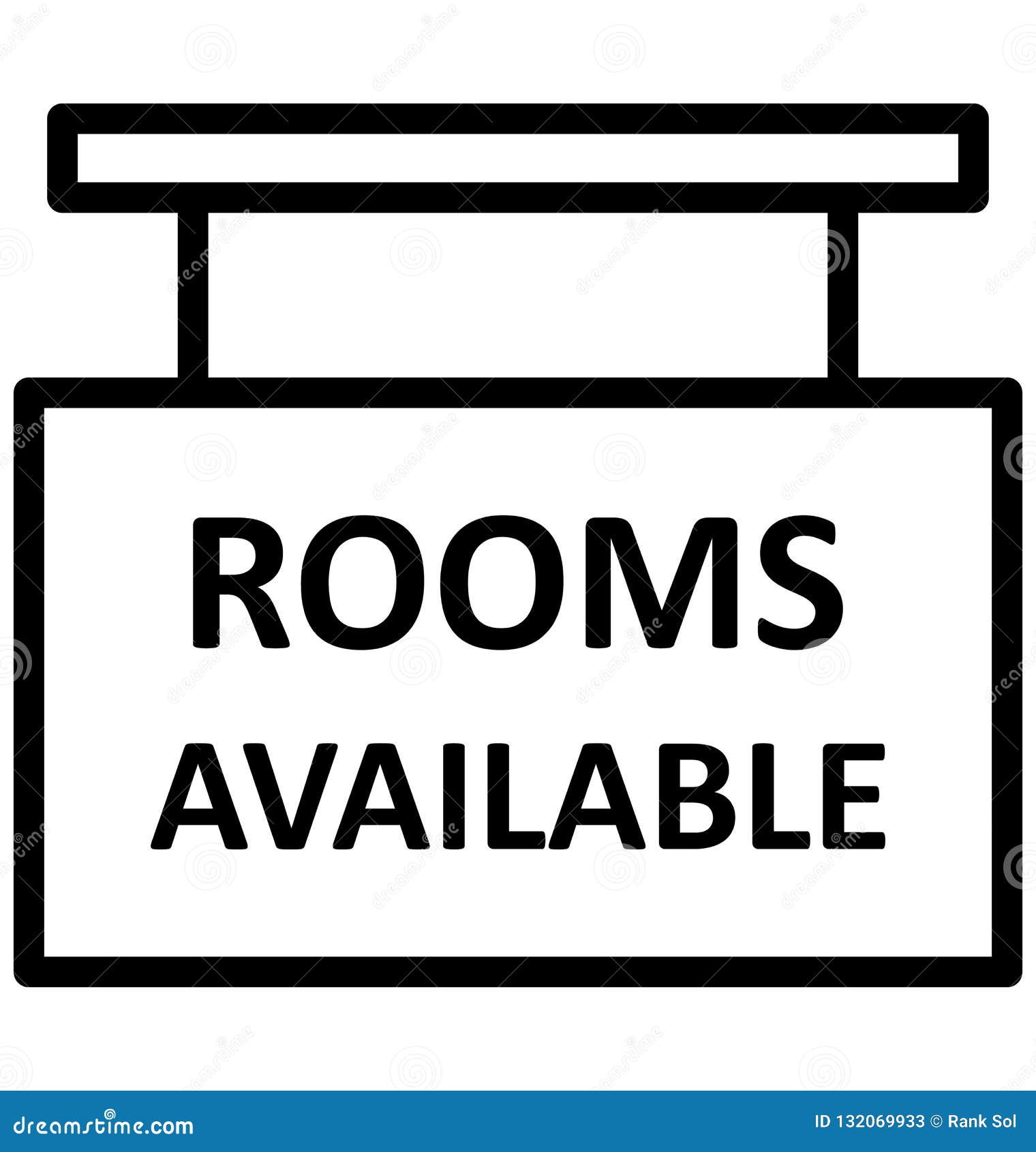 Rooms Available Sign Flat Icon On White Cartoon Vector | CartoonDealer ...
