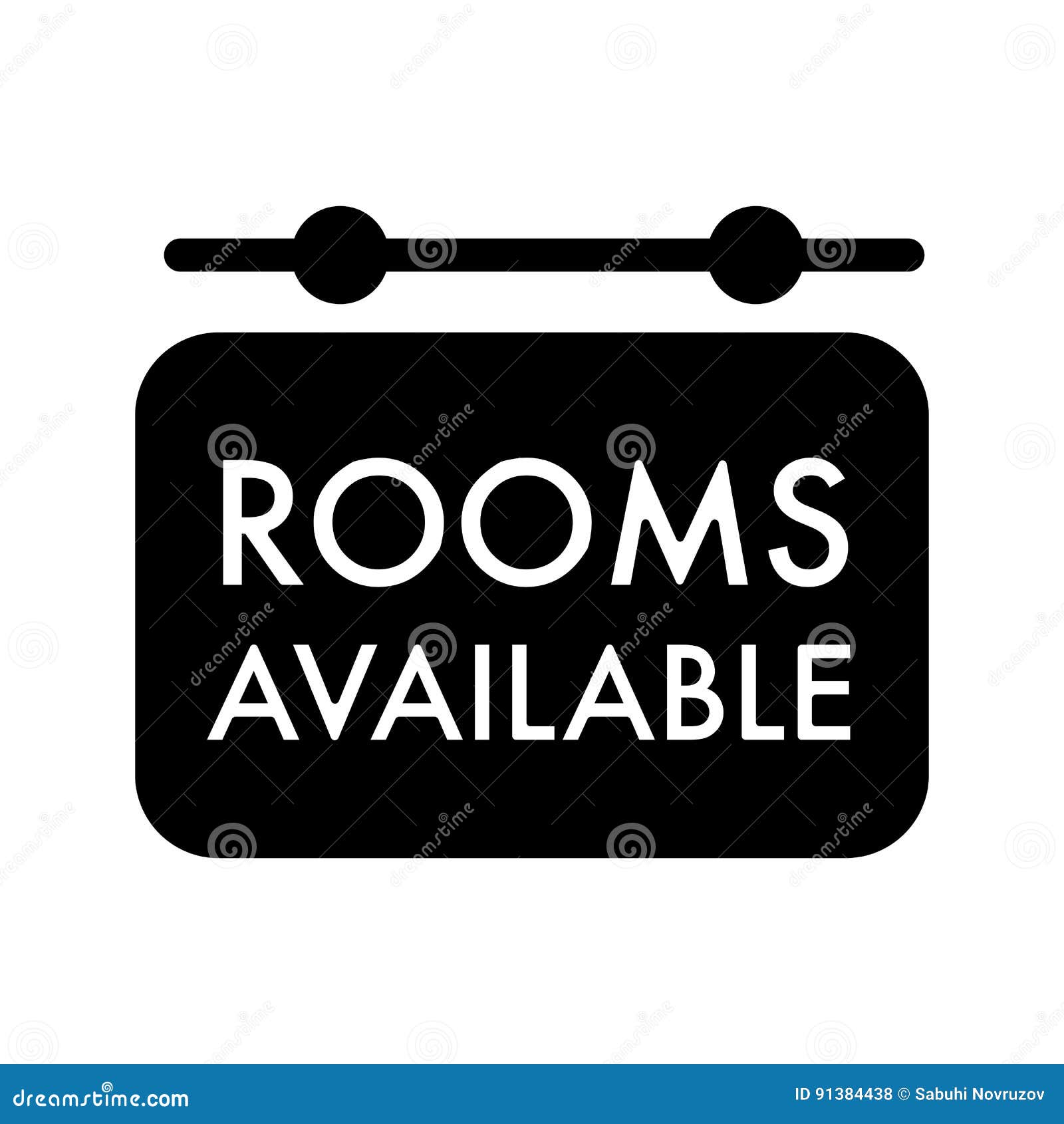 Rooms Available Sign Flat Icon On White Cartoon Vector | CartoonDealer ...