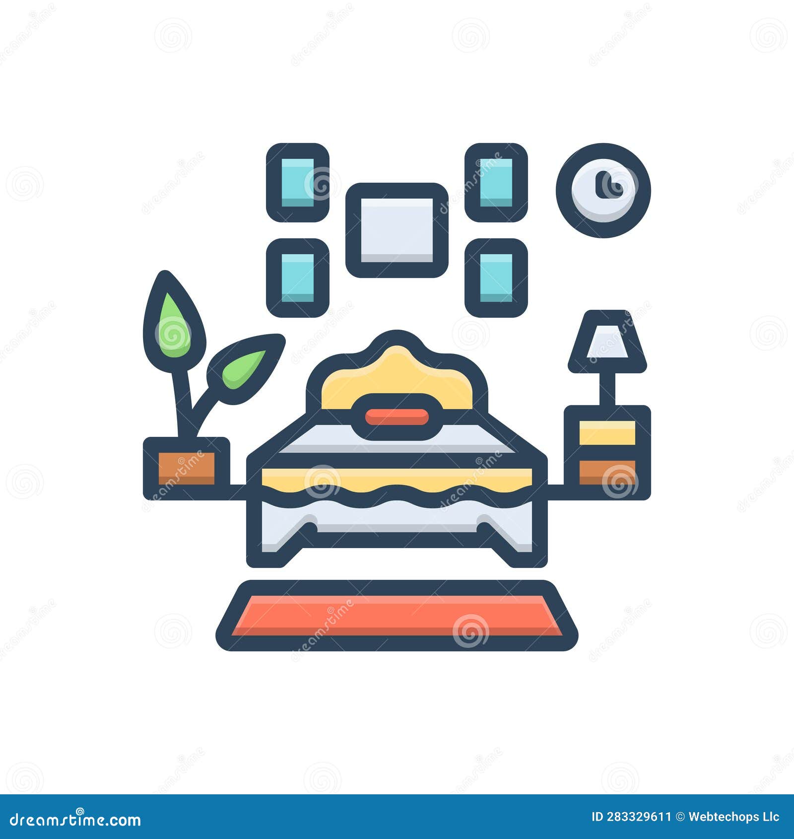 Color Illustration Icon for Rooms, Cabin and Bedrooms Stock ...