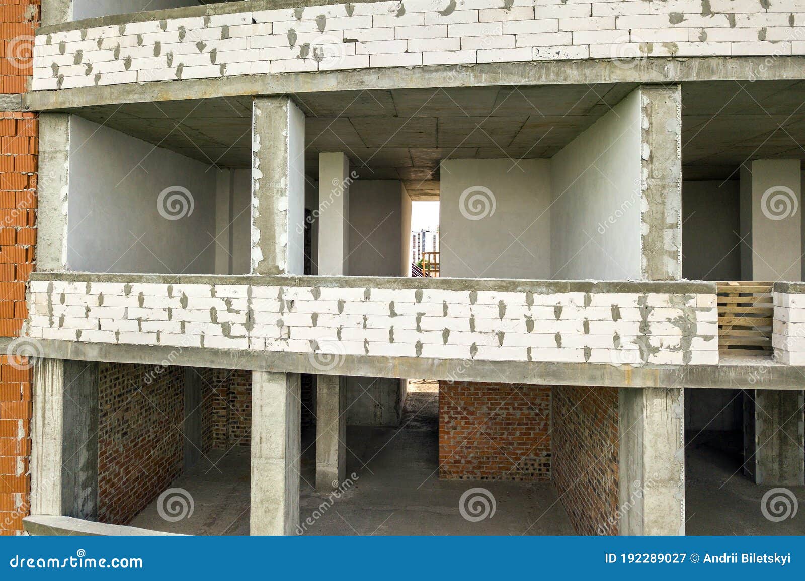 Rooms Interior of New Apartment Building Facade Under Construction ...