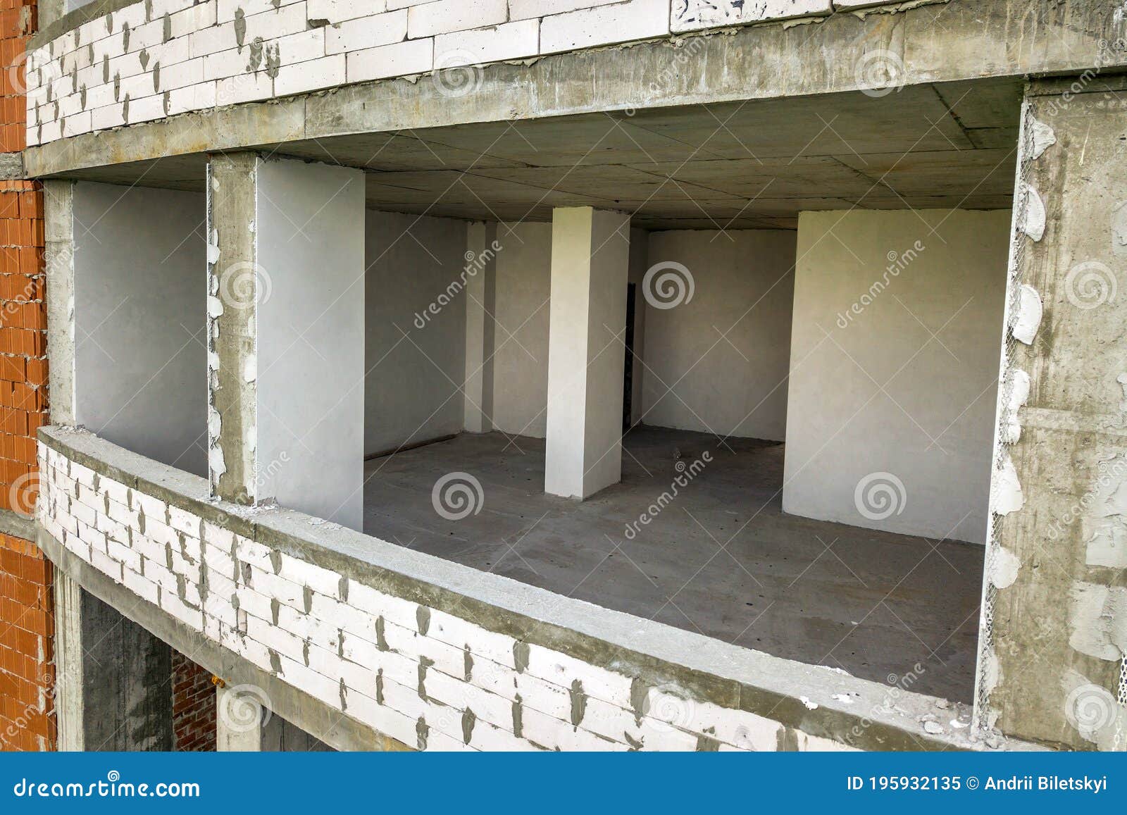 Rooms Interior of New Apartment Building Facade Under Construction ...