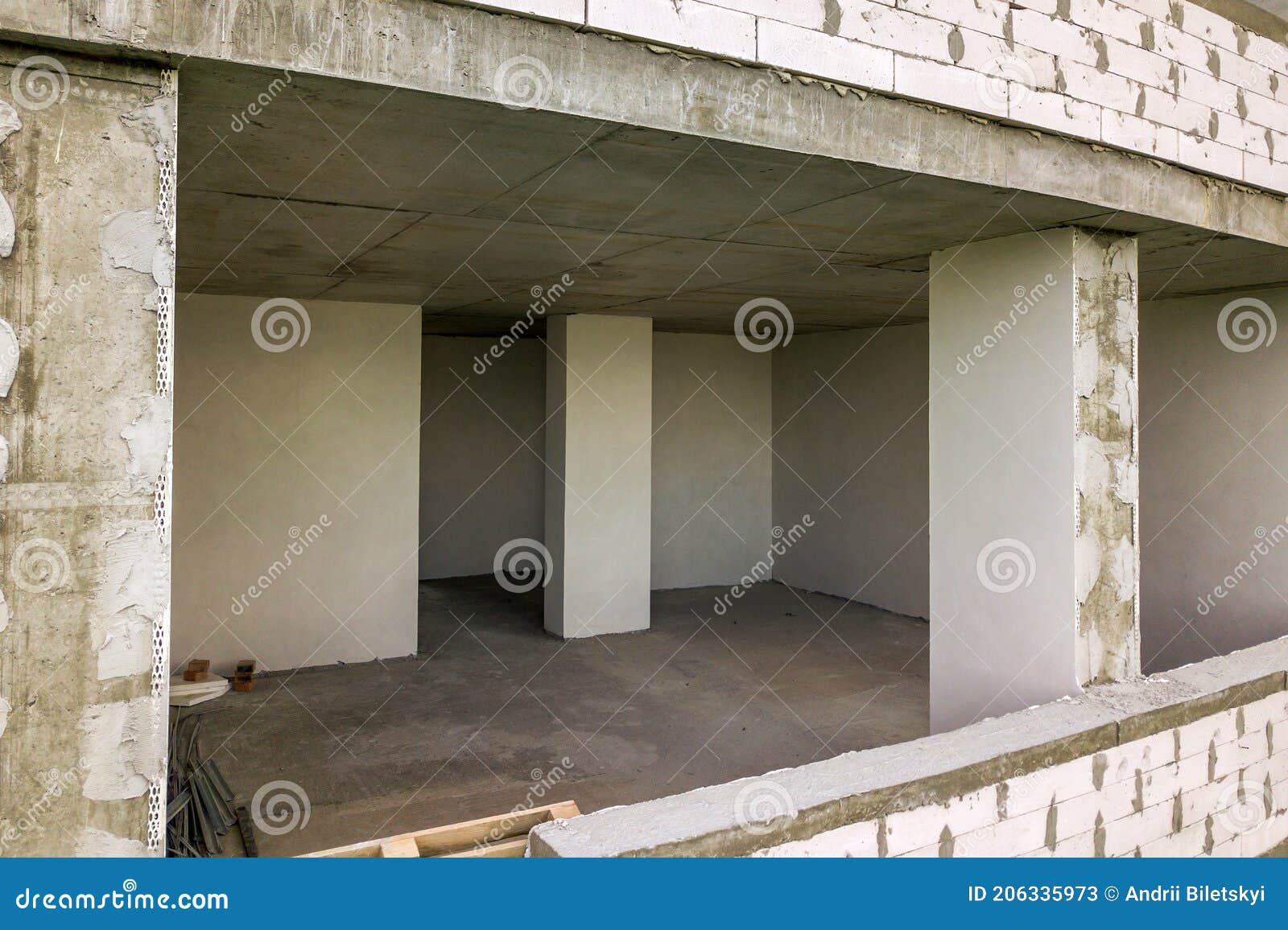 Rooms Interior of New Apartment Building Facade Under Construction ...