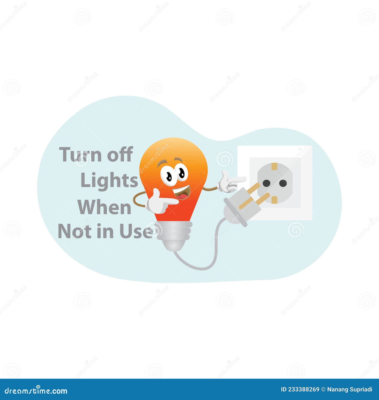 Light Bulb Character and Inscription Turn Off Lights when Not in Use ...
