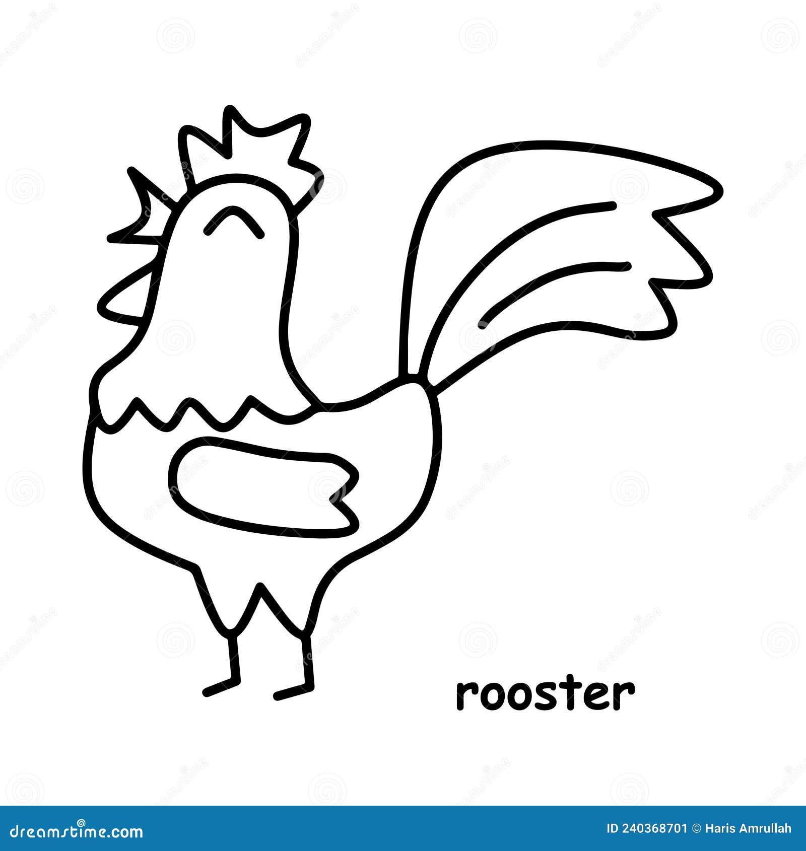 Rooster Children Book Illustration, Trace and Coloring Vector World ...