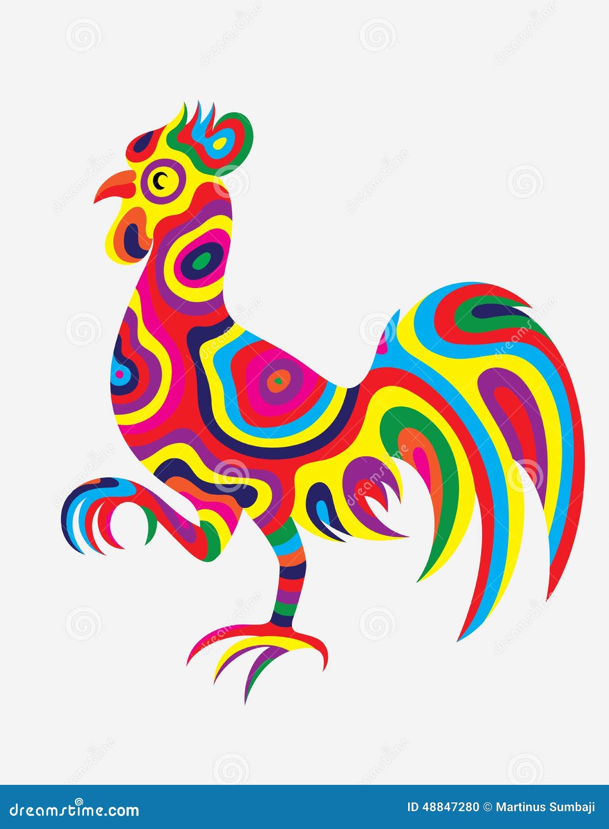 Rooster. Abstract Domesticated Animal. Jungle, Forest Bird. Set Of ...