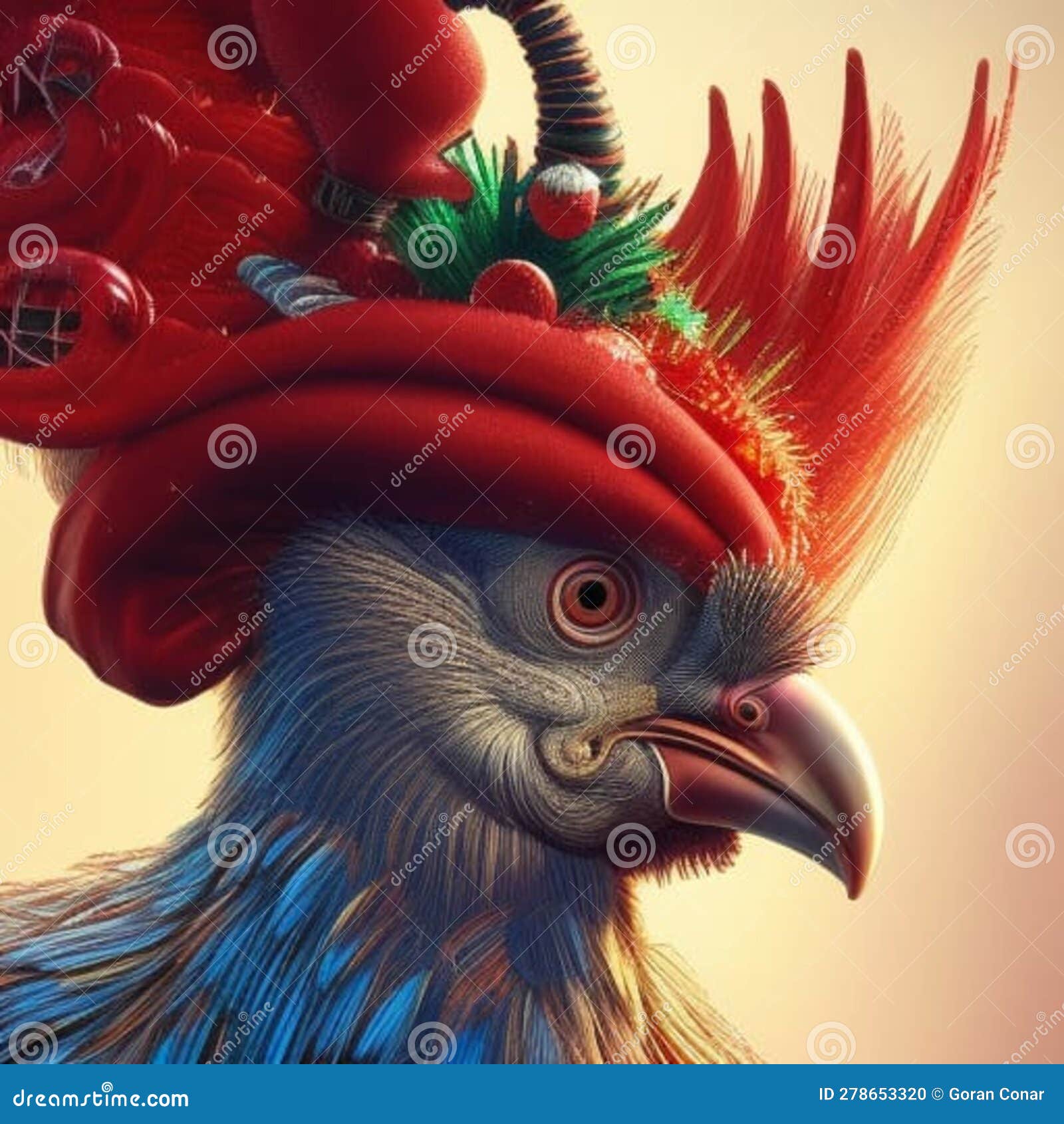 Rooster with amazing hat stock illustration. Illustration of amazing ...