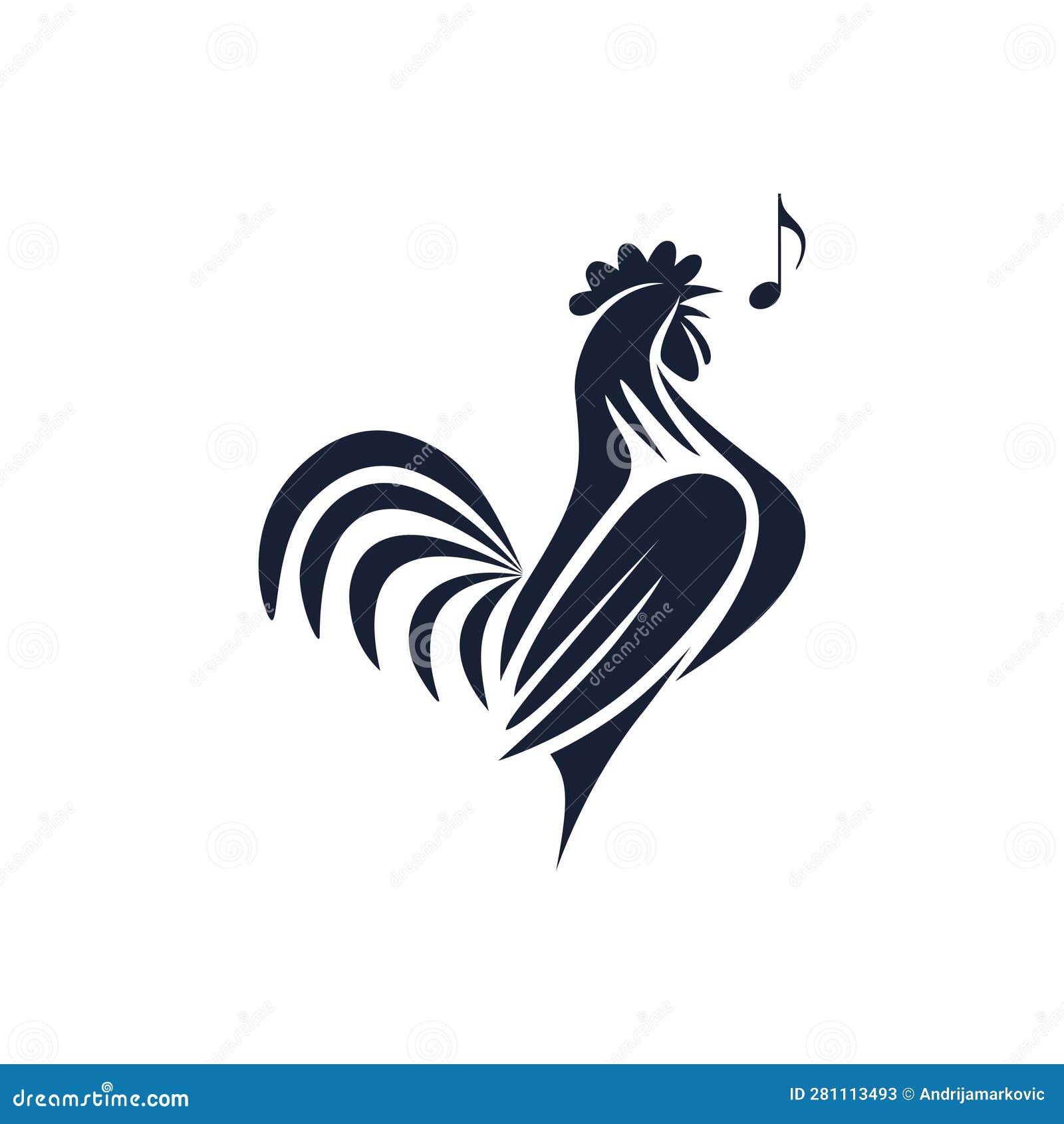 Crowing Rooster As Logo Design Stock Vector - Illustration of drawing ...
