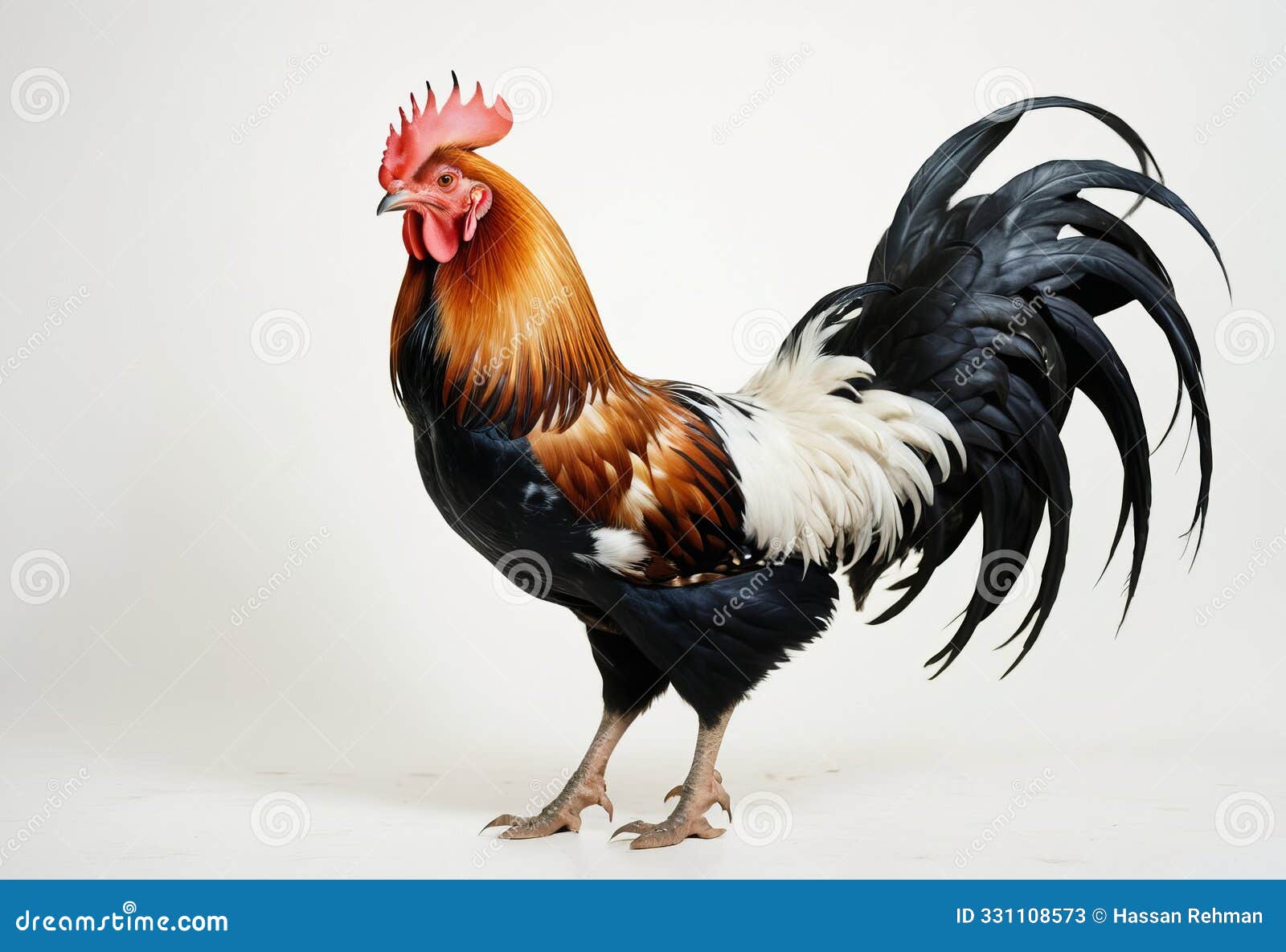 Rooster Bantam Crows Isolate On White Background Stock Photography ...