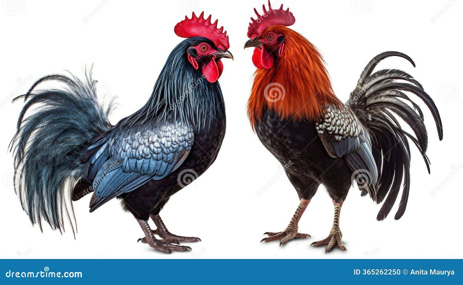 Rooster Bantam Crows Isolate On White Background Stock Photography ...