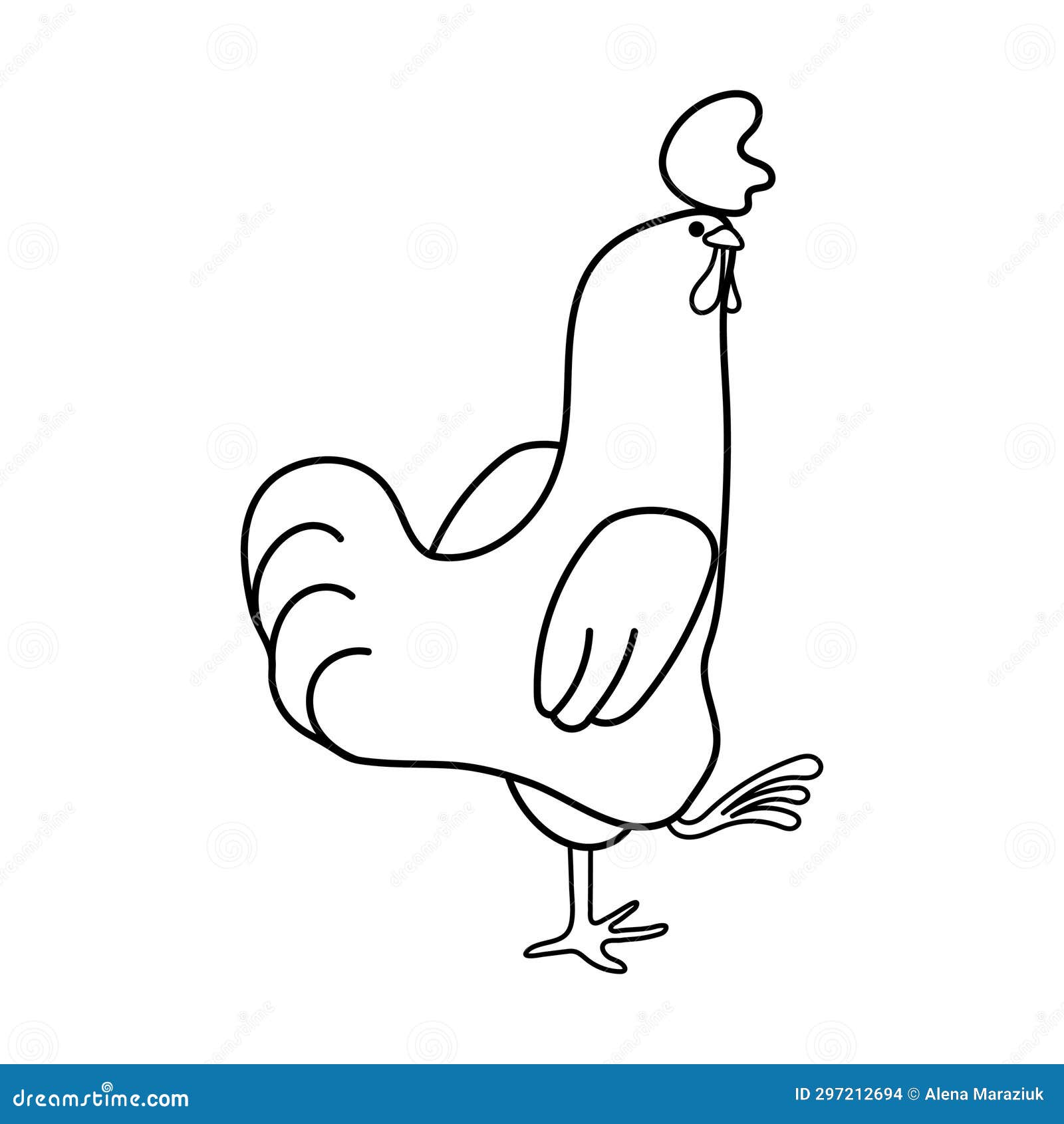 Rooster. Beautiful Chicken Line Art Vector. Vector Illustration. Black ...