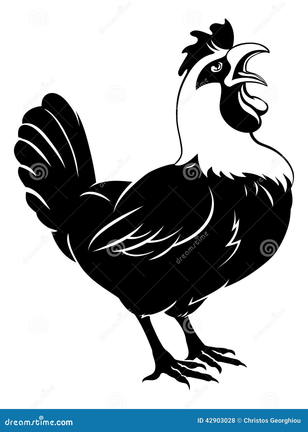 Rooster chicken crowing stock vector. Illustration of isolated - 42903028