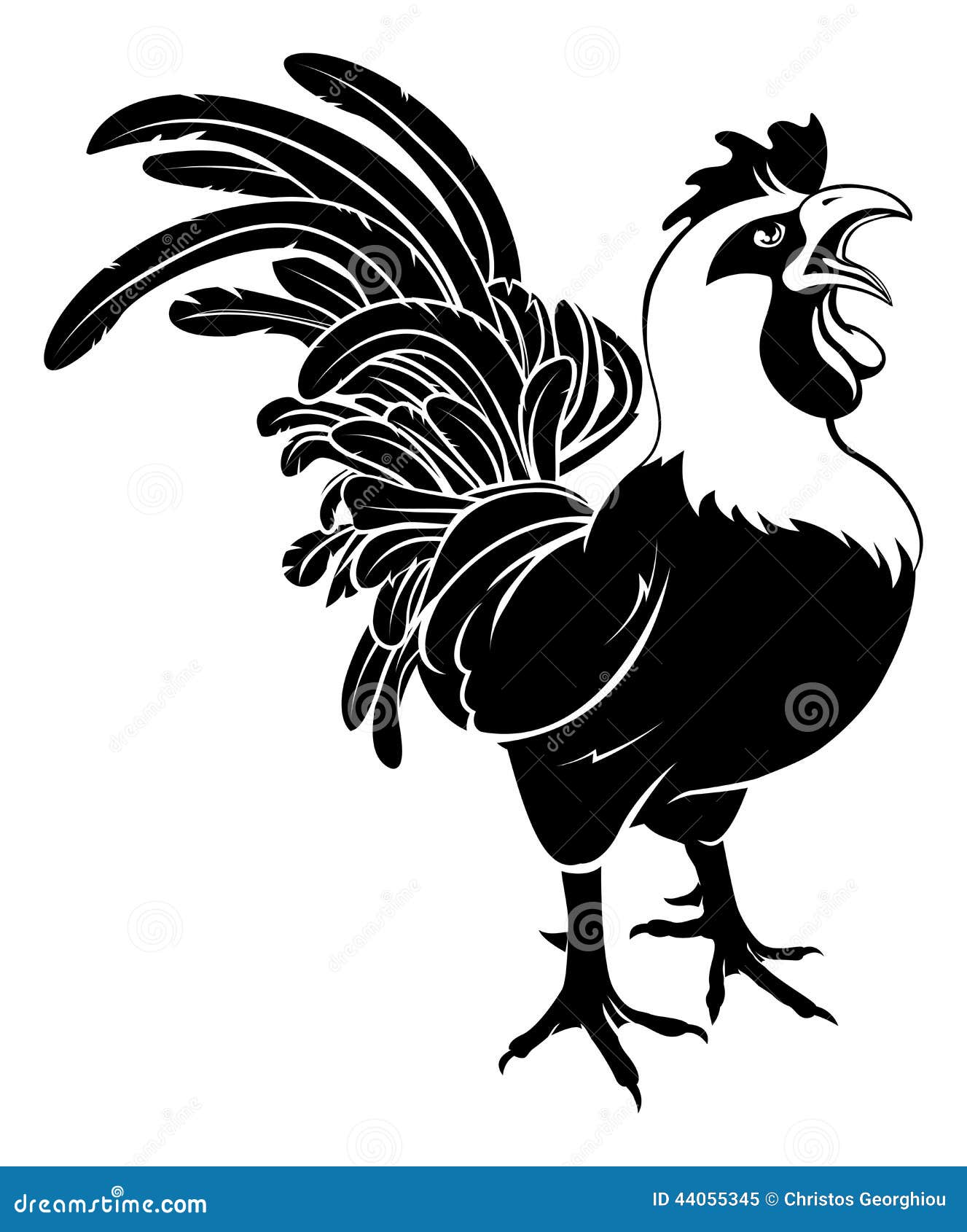 Rooster cockerel crowing stock vector. Illustration of chicken - 44055345
