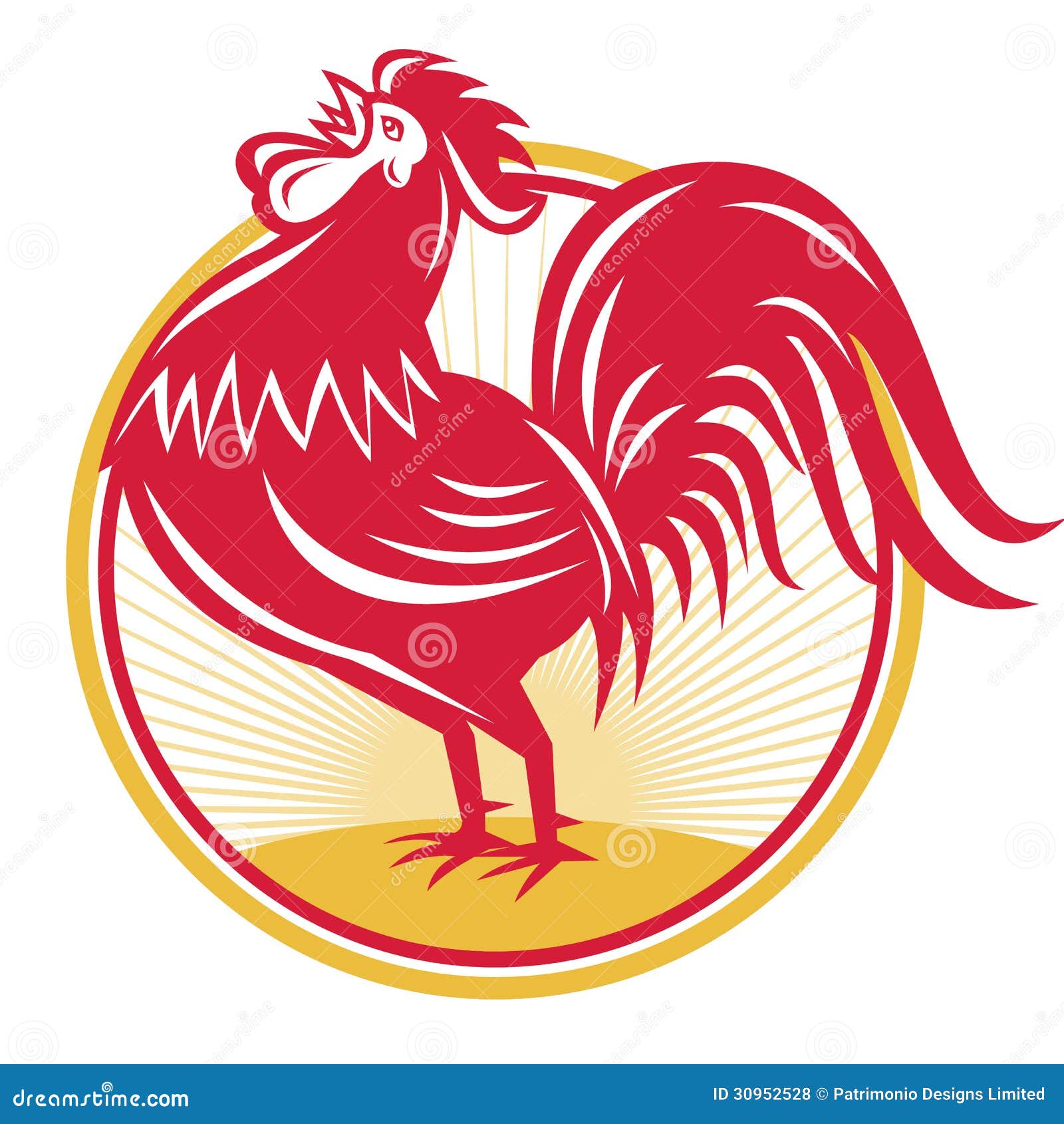Rooster Cockerel Crowing Retro Stock Vector - Illustration of animal ...