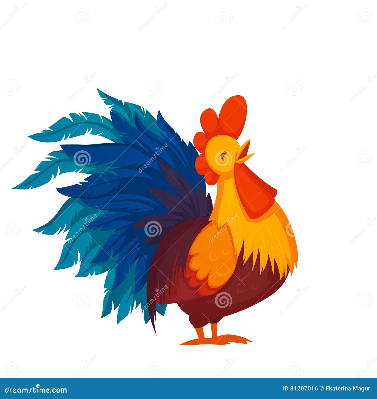 Rooster Crowing Isolated on White. Vector Illustration Stock Vector ...