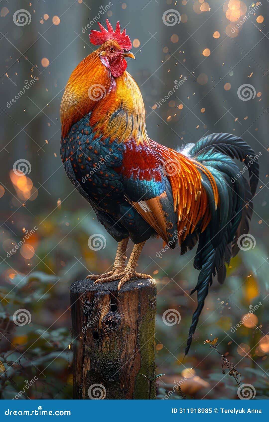 Rooster Crowing in the Morning with Sunrays Stock Image - Image of farm ...