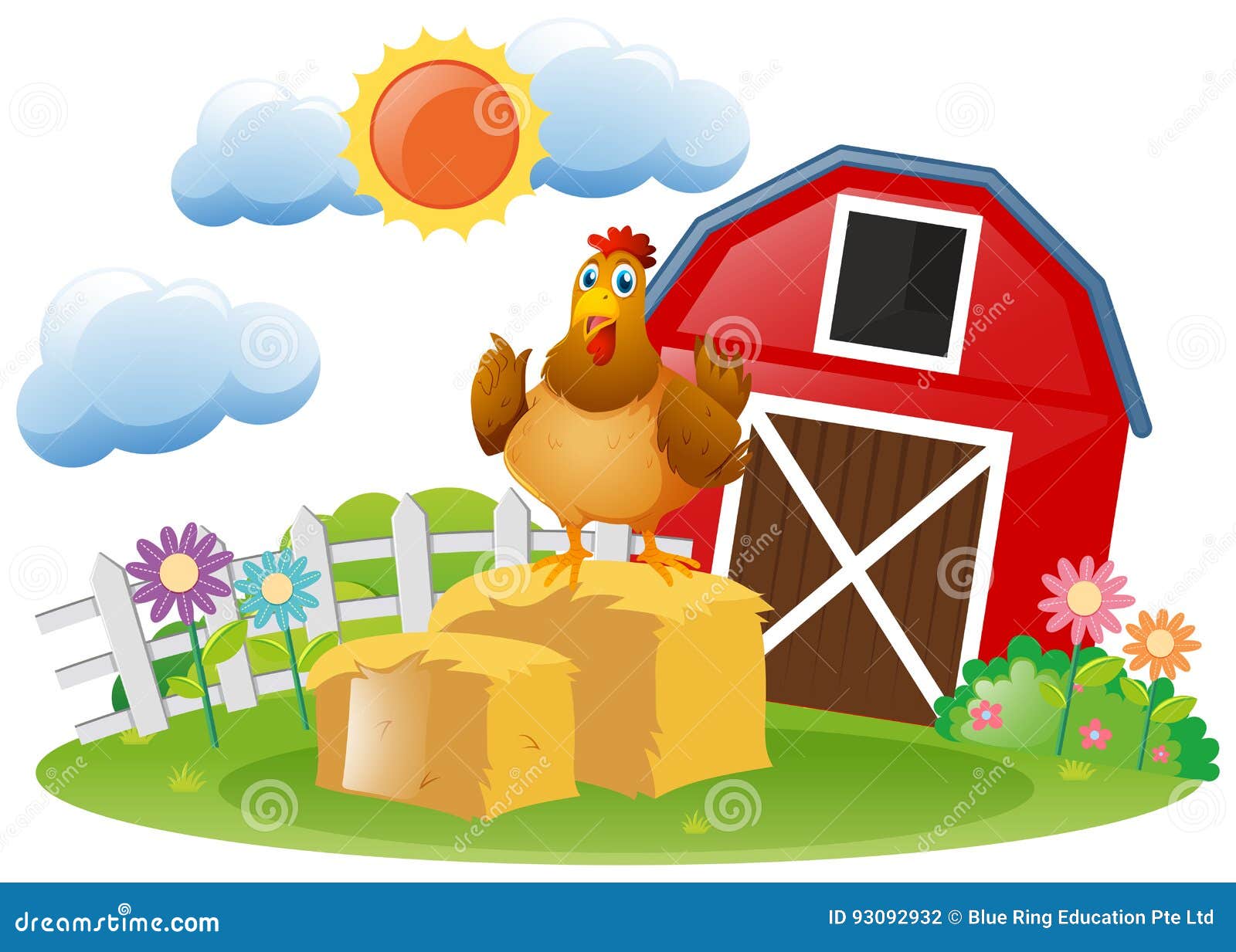 Rooster in the farm stock vector. Illustration of farming - 93092932