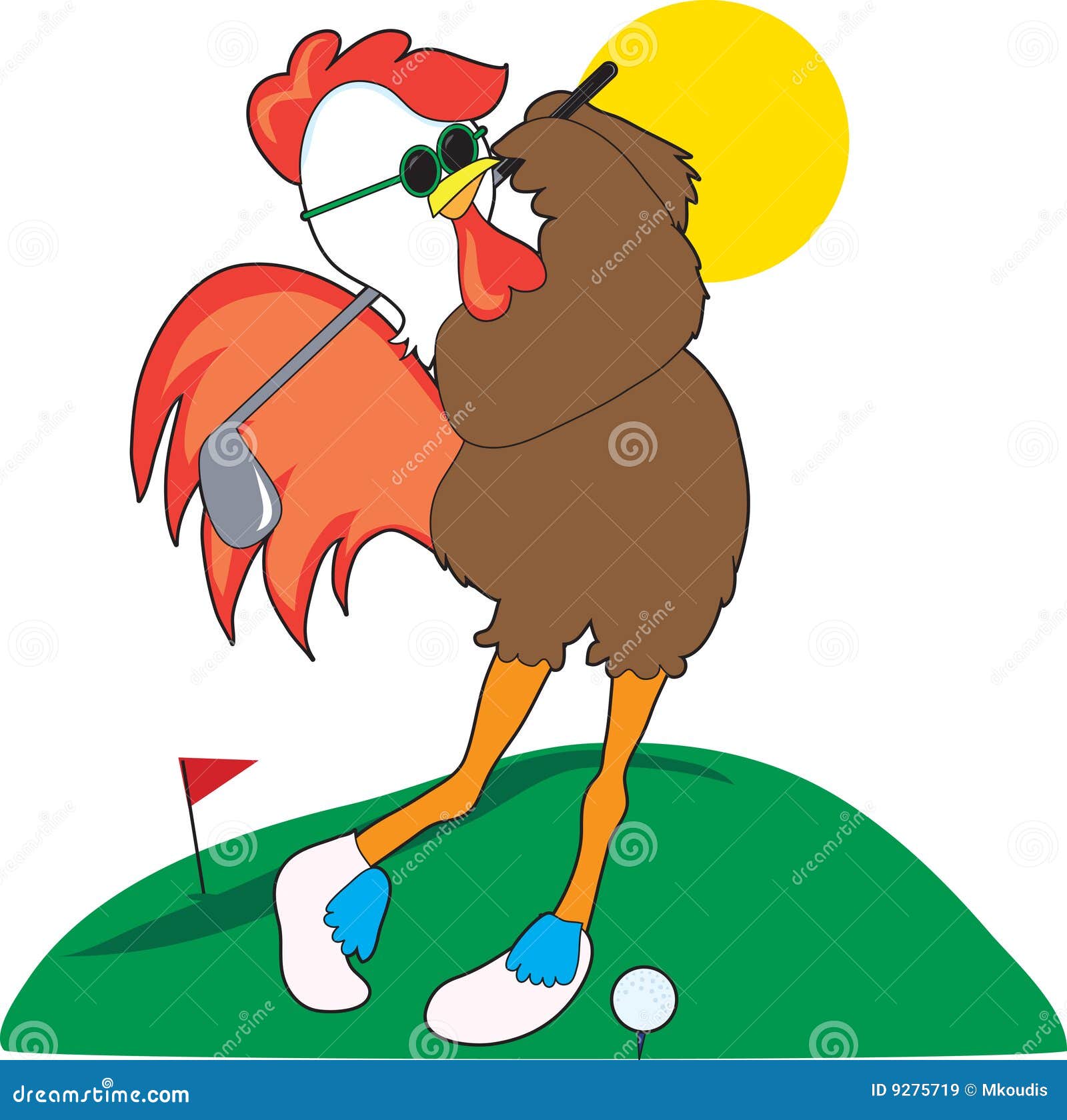 Rooster Golfer stock vector. Illustration of hitting, club - 9275719