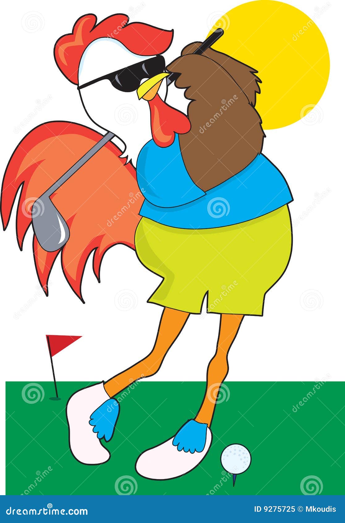 Rooster Golfer stock vector. Illustration of shades, golf - 9275725