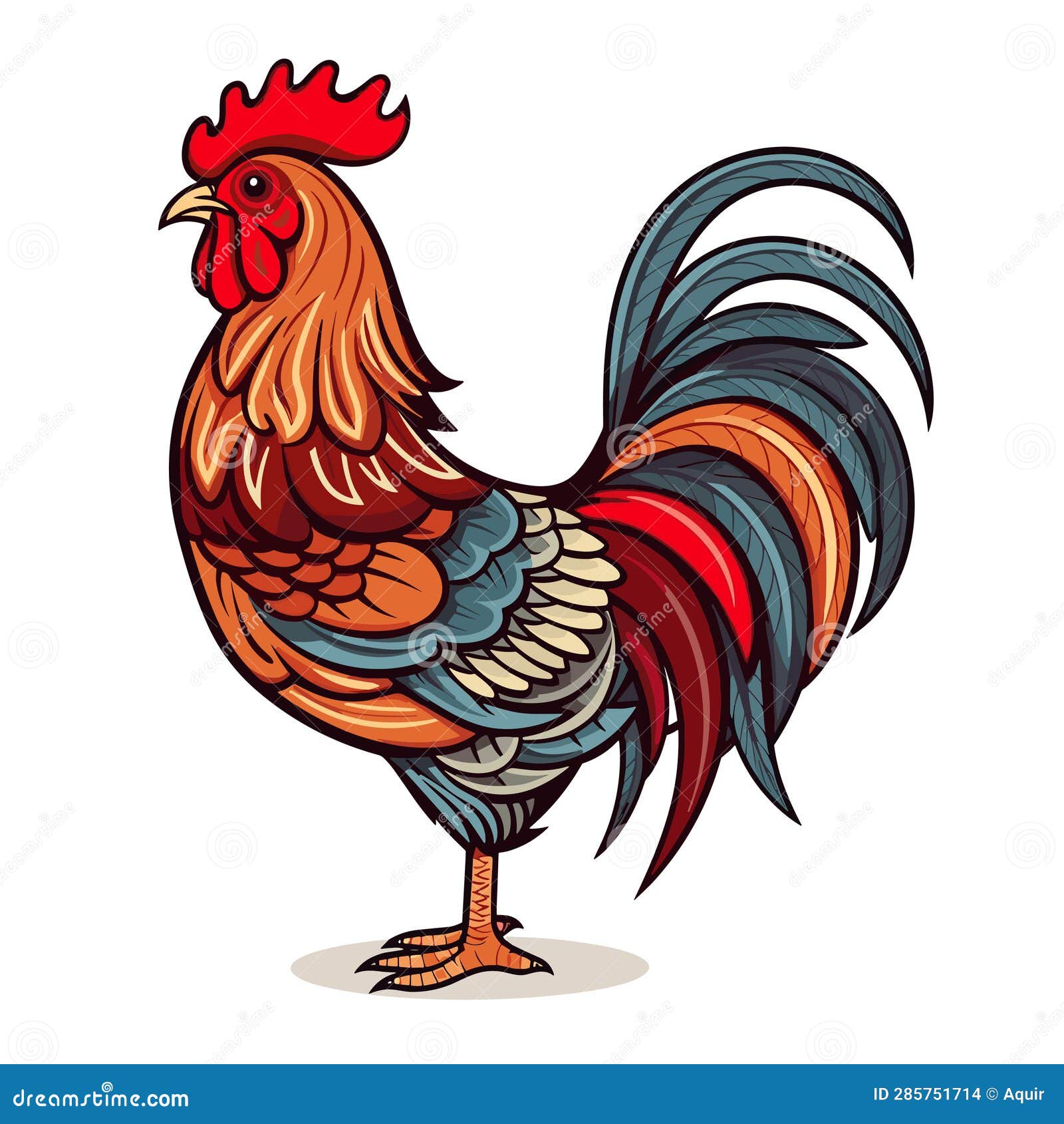 Rooster Hand-drawn Illustration. Rooster. Vector Doodle Style Cartoon ...